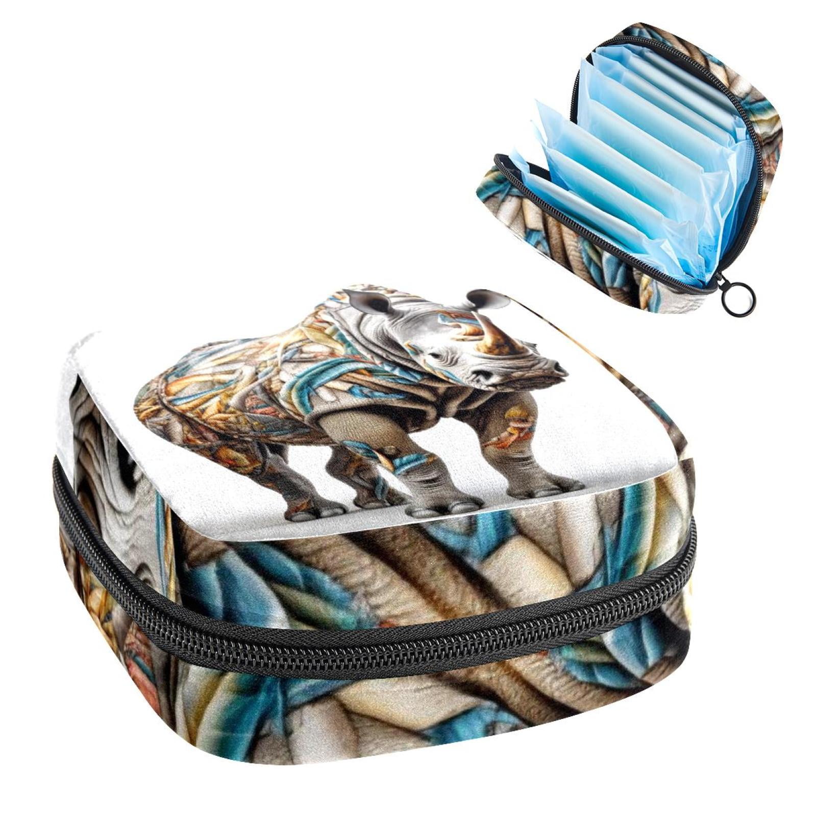 Rhino Sanitary Napkin Bag Pouch with Zipper, Period Purse Large Pouch ...
