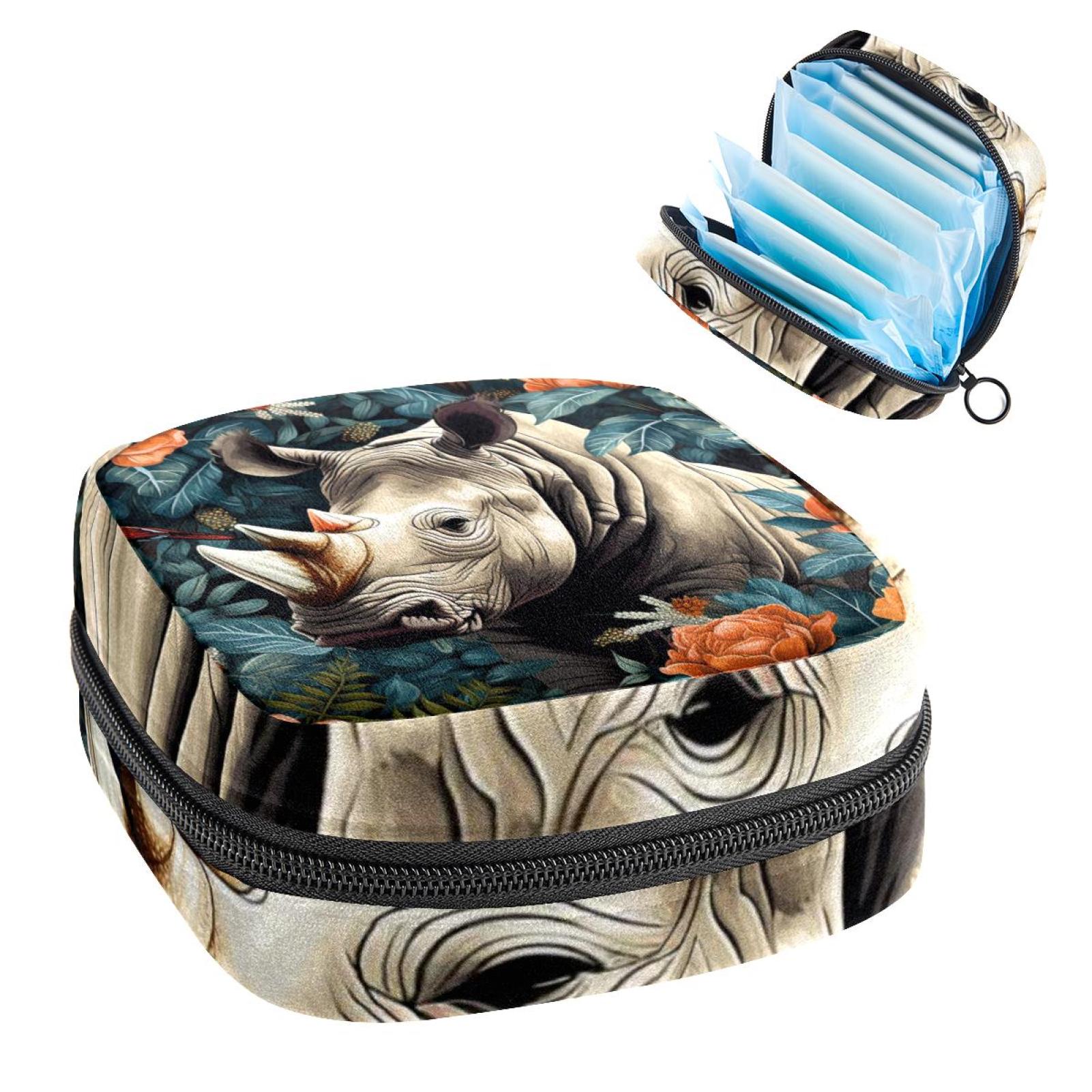 Rhino Sanitary Napkin Pouch Bag with Plush Fabric, Sponge, and Oxford ...