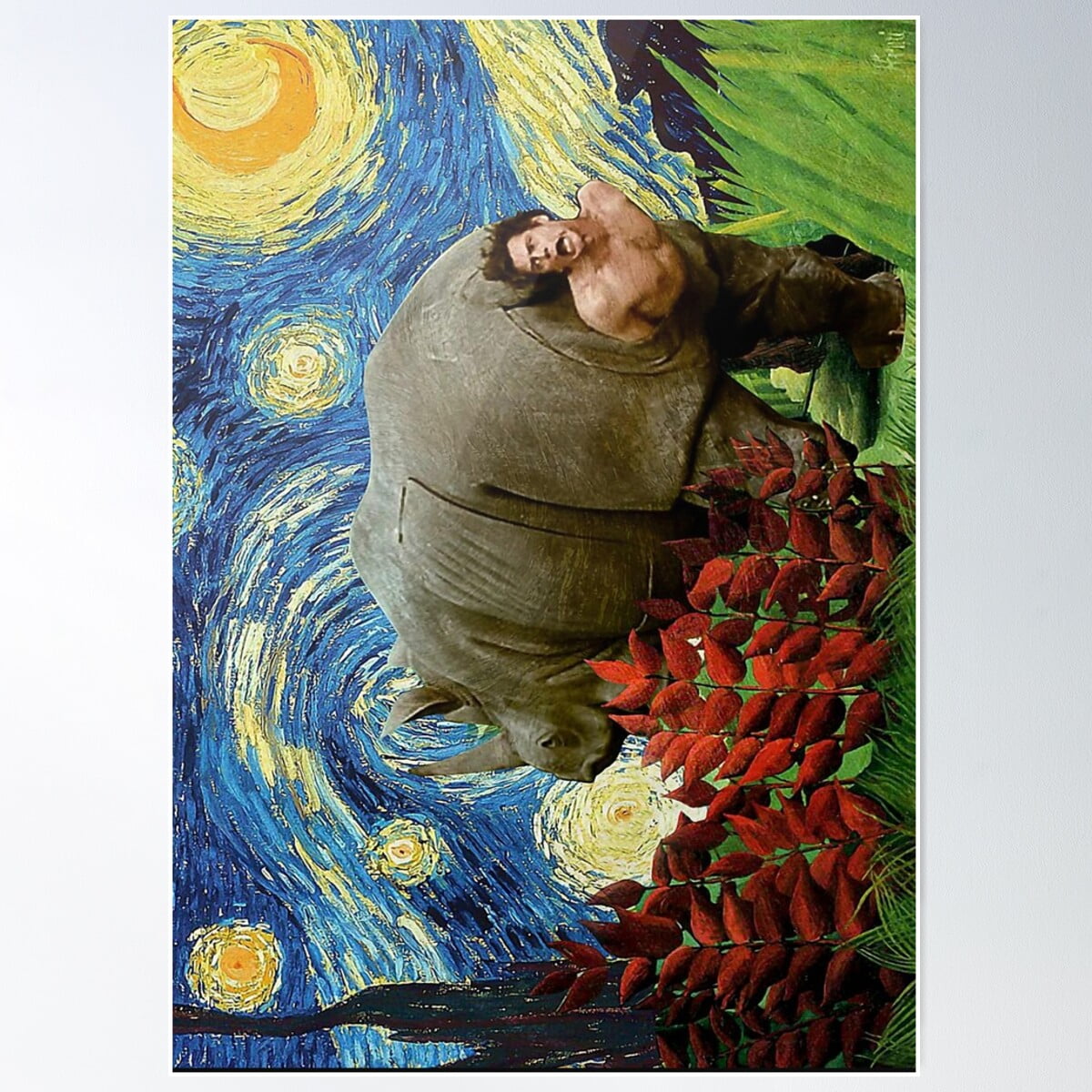 Rhino Scene Ace Venturstarry Night Van Gogh Poster Poster Wall Art ...