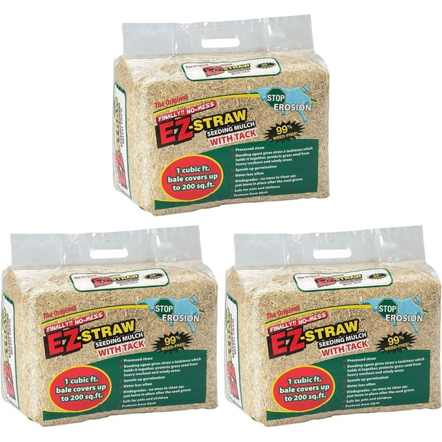 Rhino Seed EZ Straw 1 Cubic Foot Seeding Mulch Premium Processed Straw ...