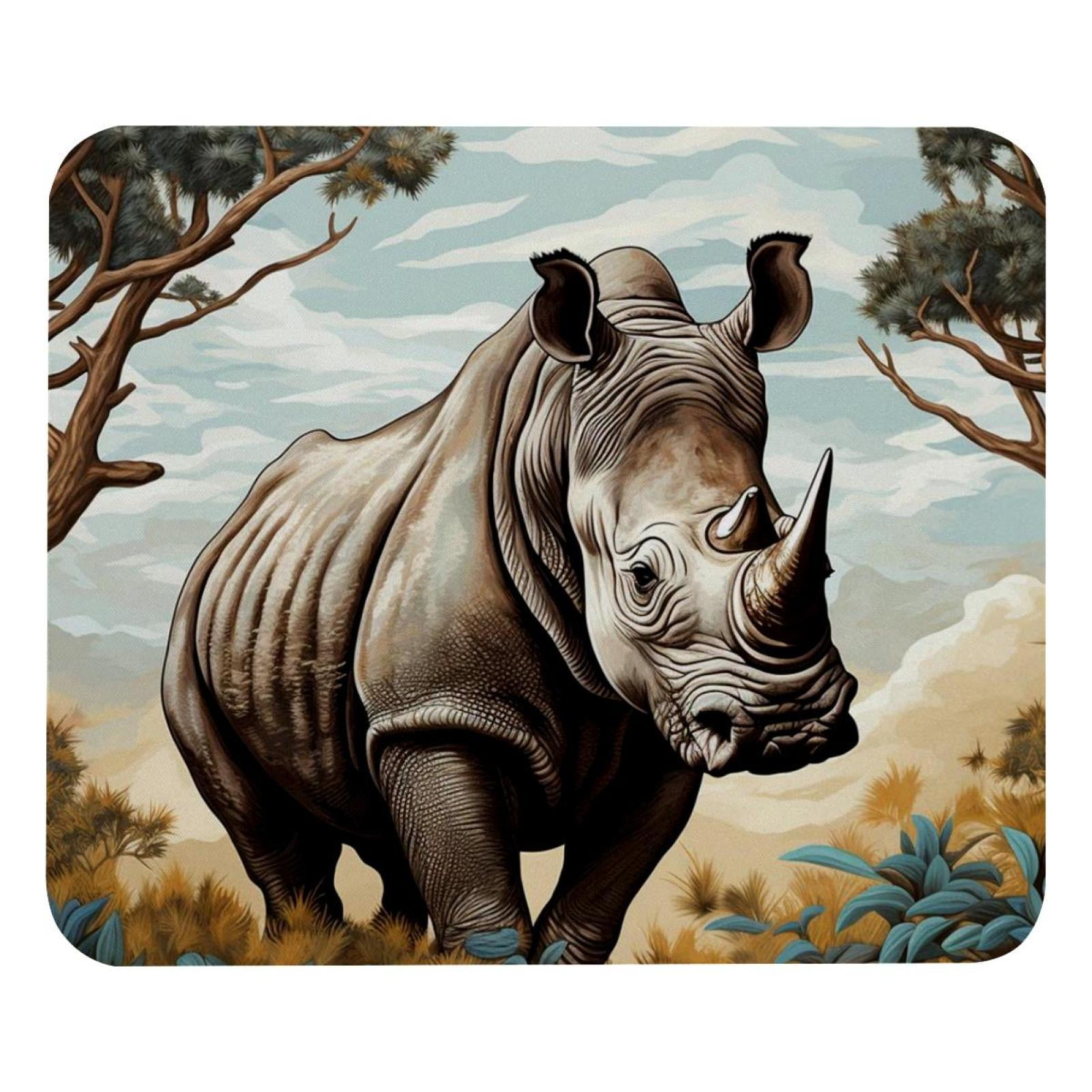 Rhino Square Printed Desk Mat Gaming Mouse Pad Non-Slip Rubber Bottom 8 ...