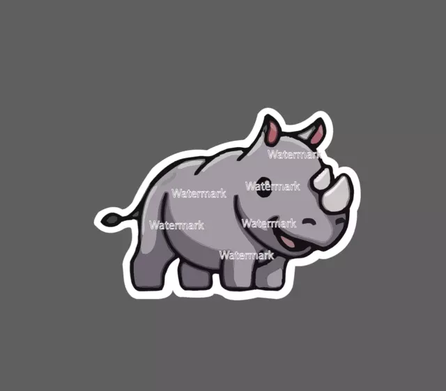 Rhino Sticker Cartoon Cute Waterproof Sticker Phone Decal Water Bottle ...