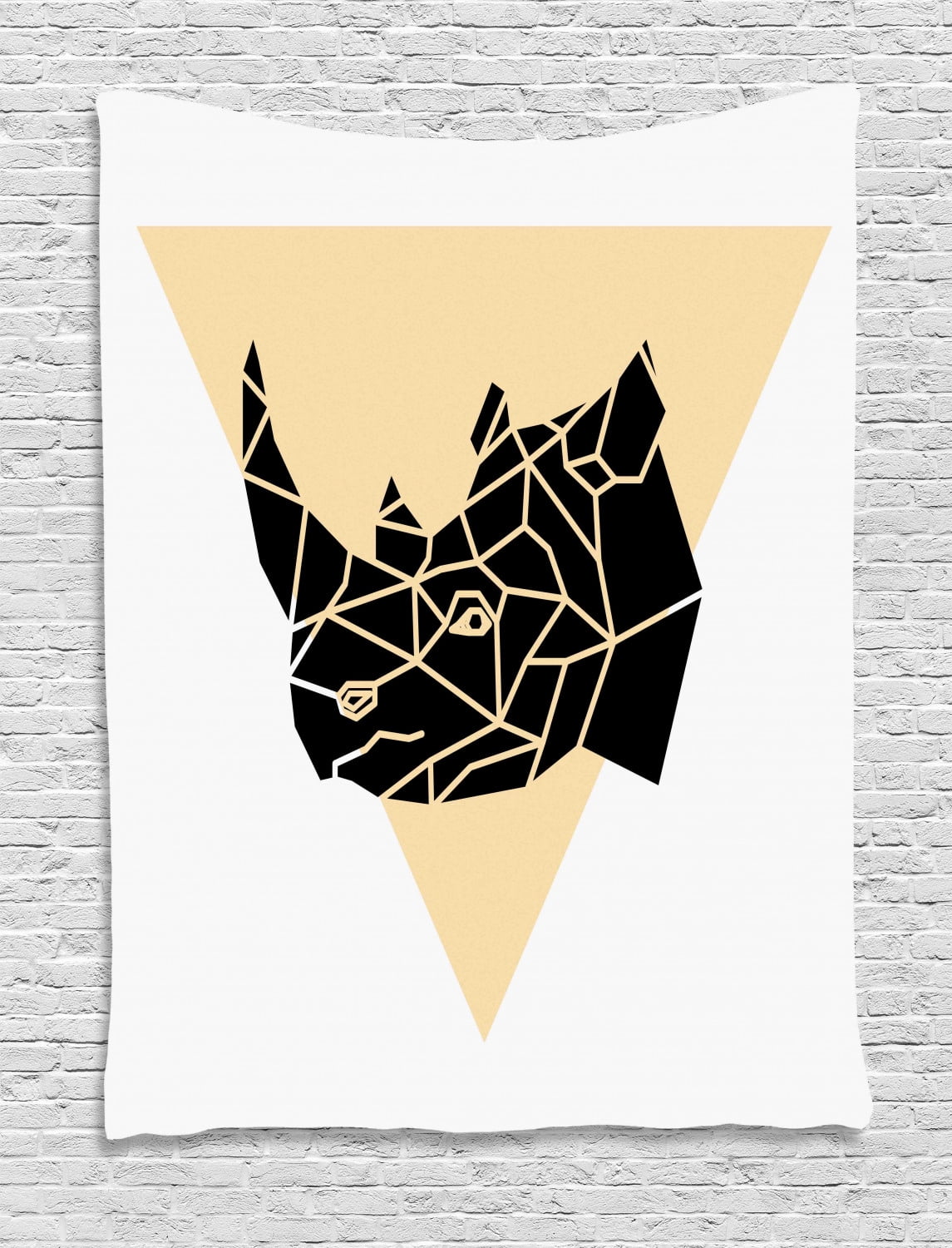 Rhino Tapestry, Angular Animal Motif with Triangle Background Modern ...