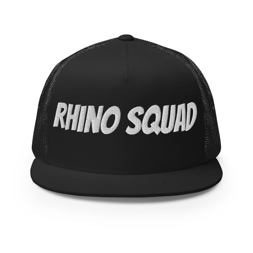 Rhino Team Rhinoceros Lover Embroidered Trucker Cap, Rhino Squad (Black ...