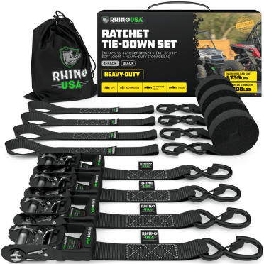 Free Shipping! Rhino USA 1" x 10' Retractable Ratchet Straps (4-Pack ...