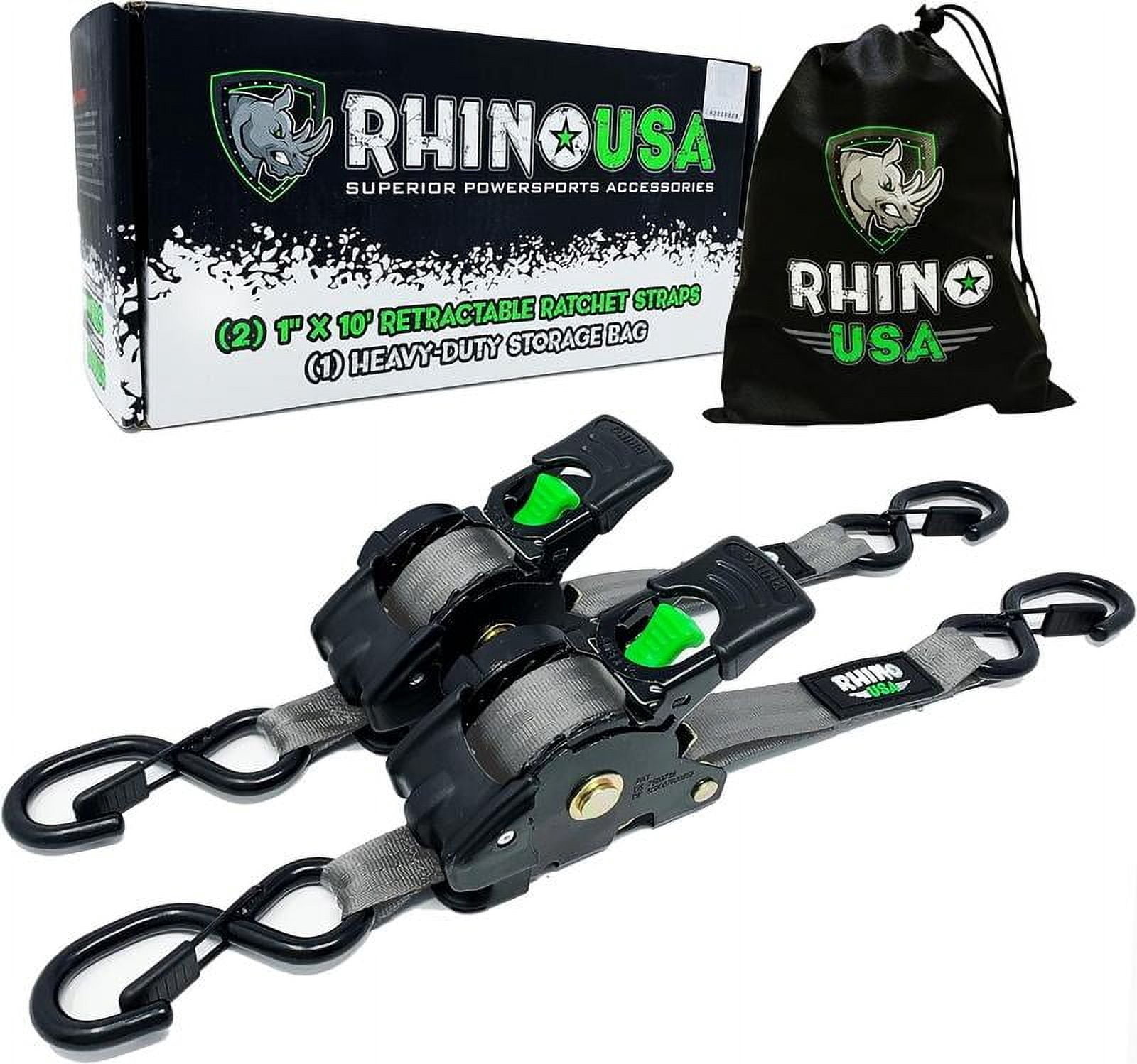 Rhino USA 1" x 10' Retractable Ratchet Straps (select 2 pack or 4 pack ...