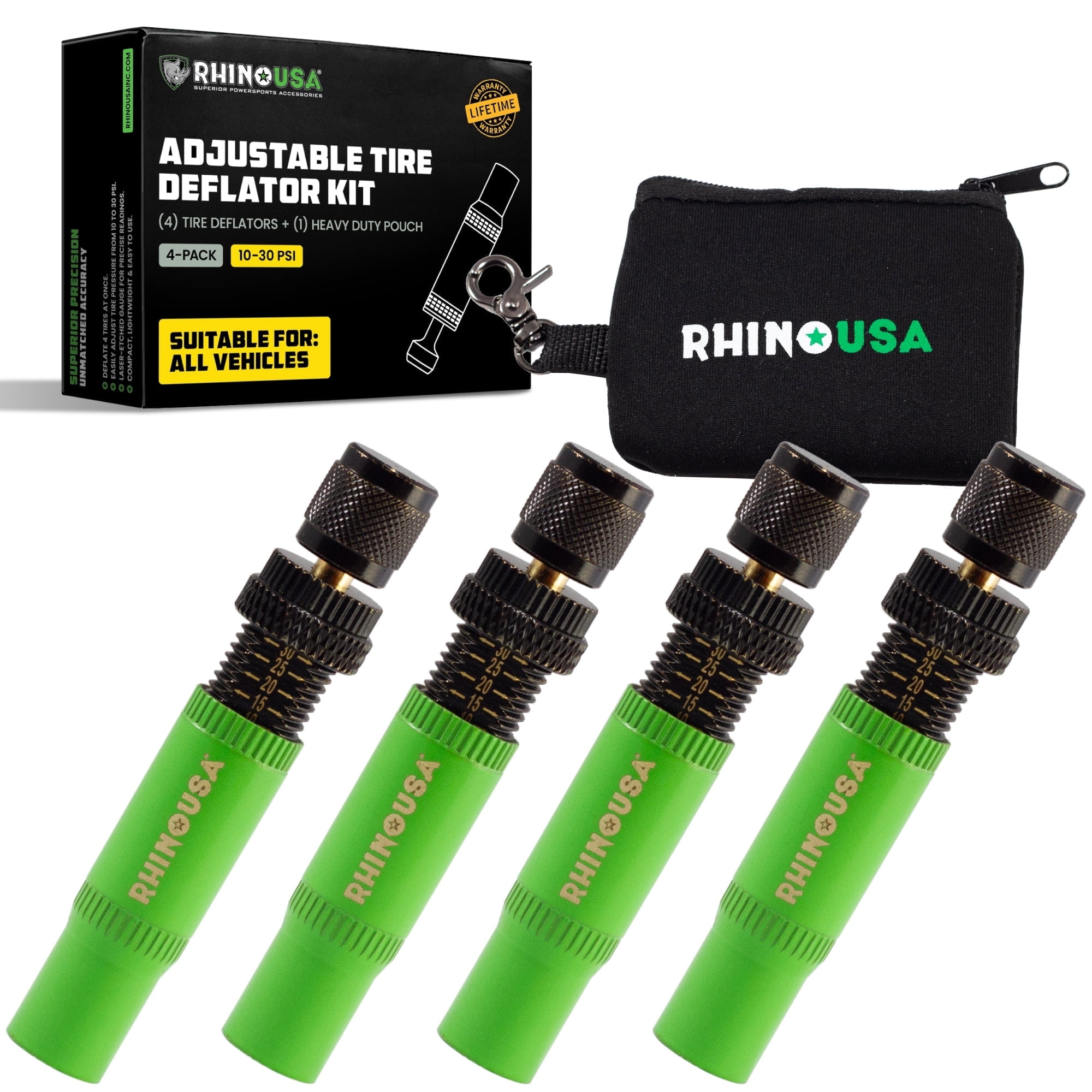 Rhino USA 10-30 PSI Adjustable Tire Deflator Kit - Ultimate Screw-on ...