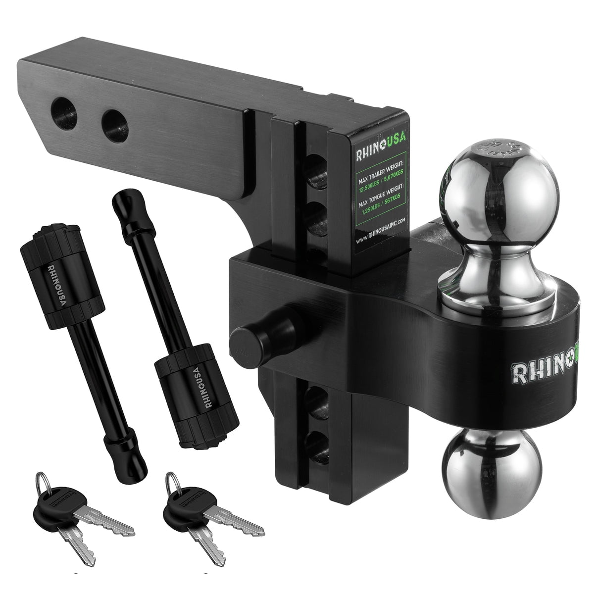 Rhino USA 6" Adjustable Drop Hitch with Double Anti-Theft Locking Pins ...