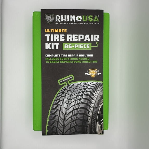 Rhino USA Tire Repair Kit 86 Pieces Heavy Duty Flat Puncture Repair for ...