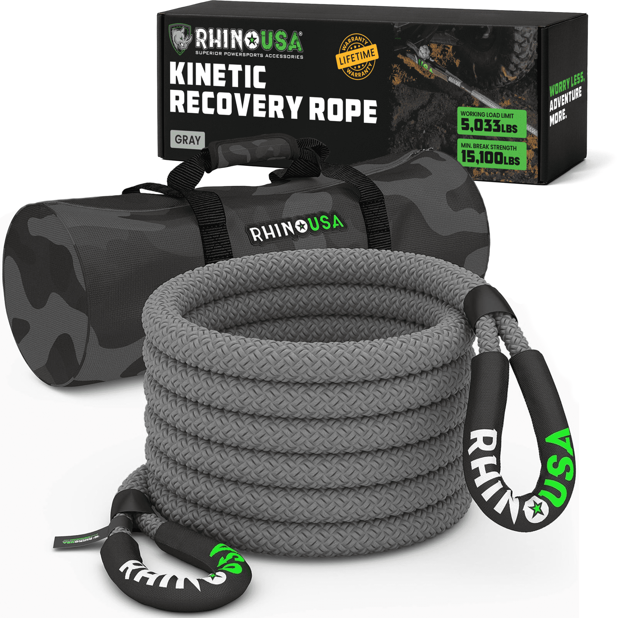 Rhino USA Kinetic Recovery Tow Rope Heavy Duty Offroad Snatch Strap ...