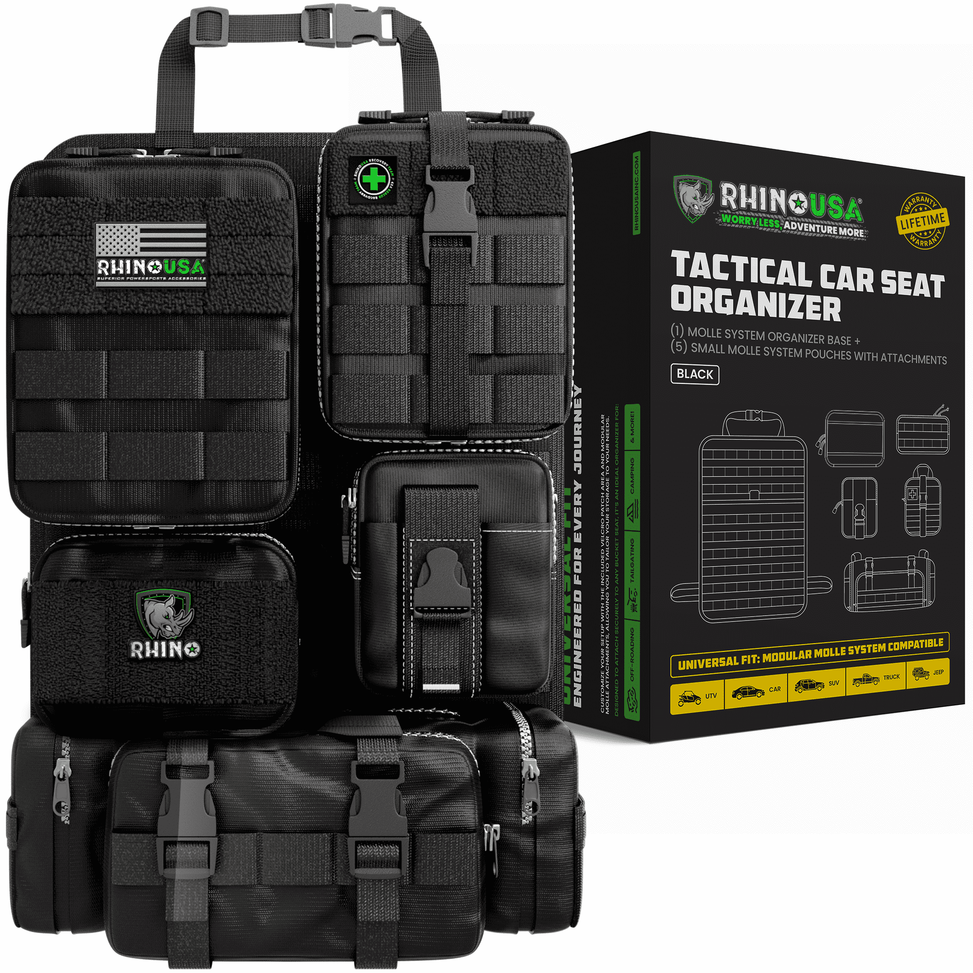 Rhino USA, Tactical Car Seat Organizer, Model RRK150, Black - Walmart.com