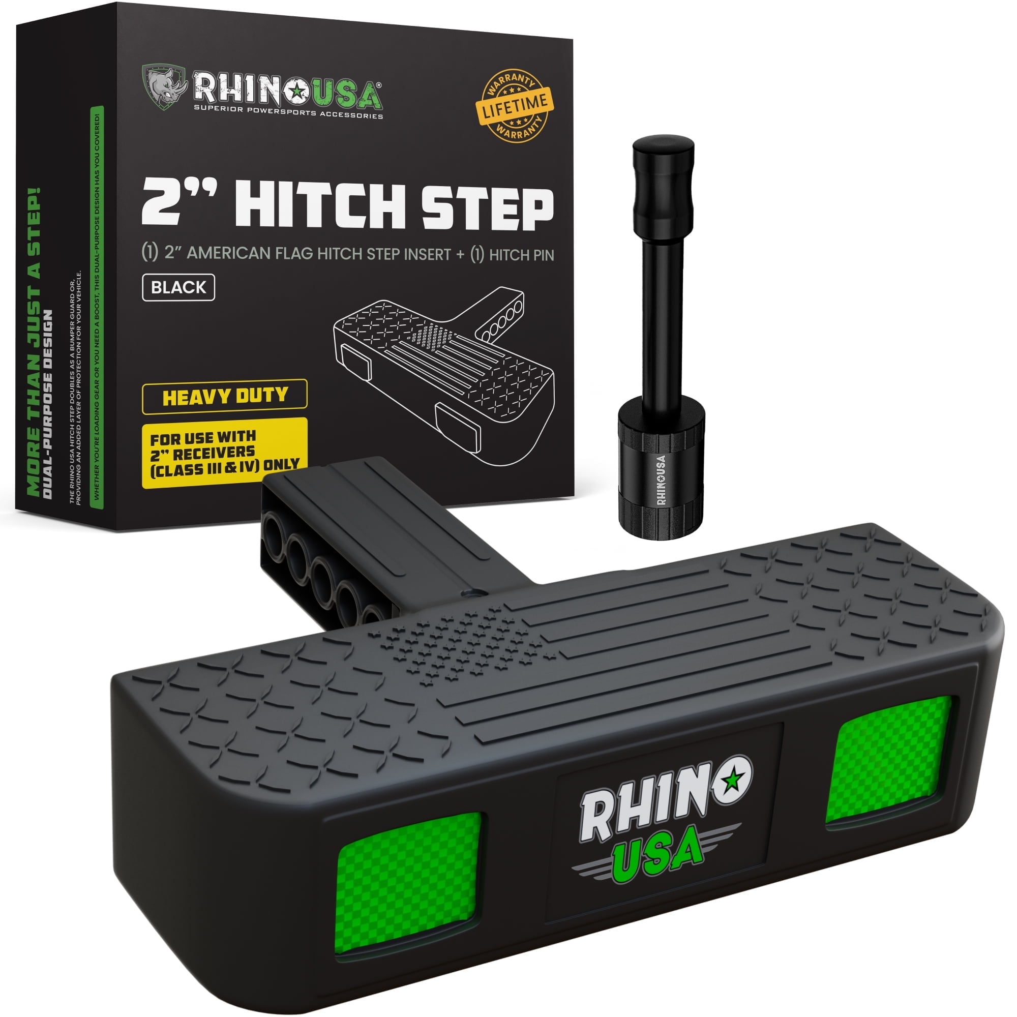 Rhino USA Tow Hitch Step For 2IN Recievers, Anti-Slip Grip, Reflective ...