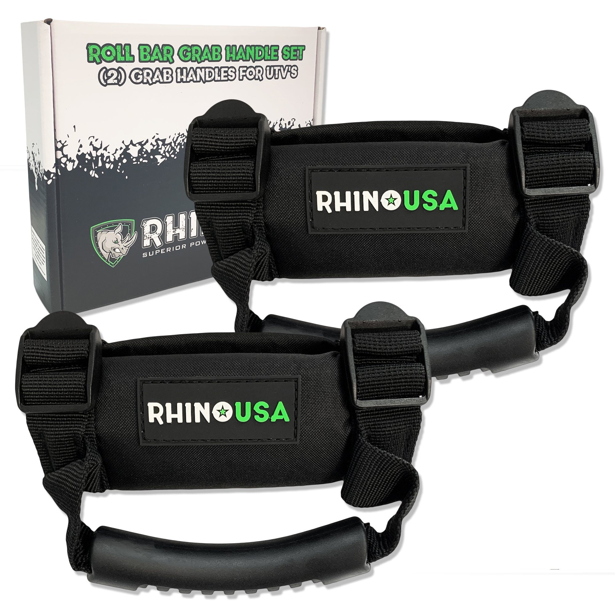 Rhino USA UTV Roll Bar Grab Handles - 1 Pair (Black) - Walmart.com