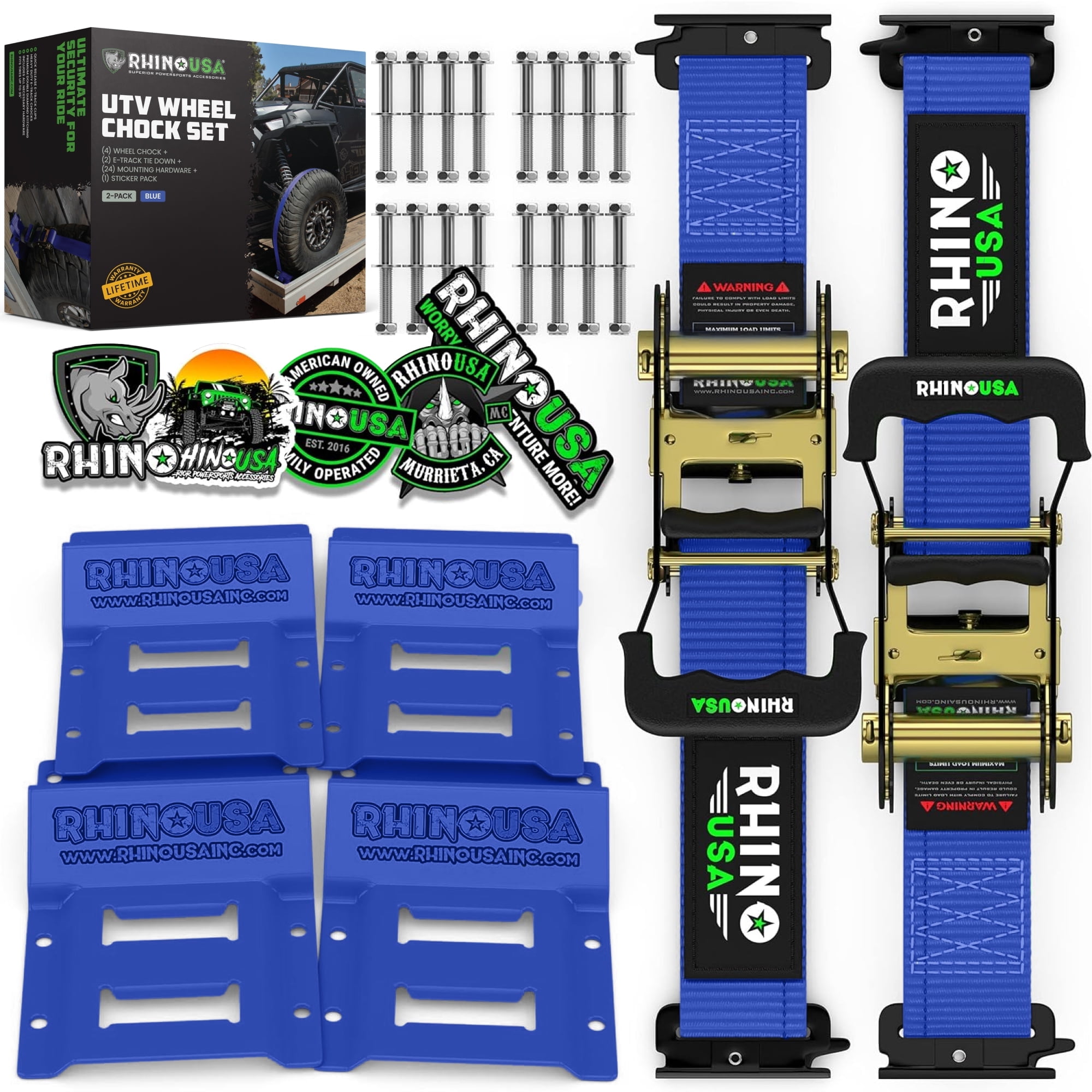 Rhino USA Wheel Chock Tie Down Kit (4,500lb Break Strength) 2 Tire ...