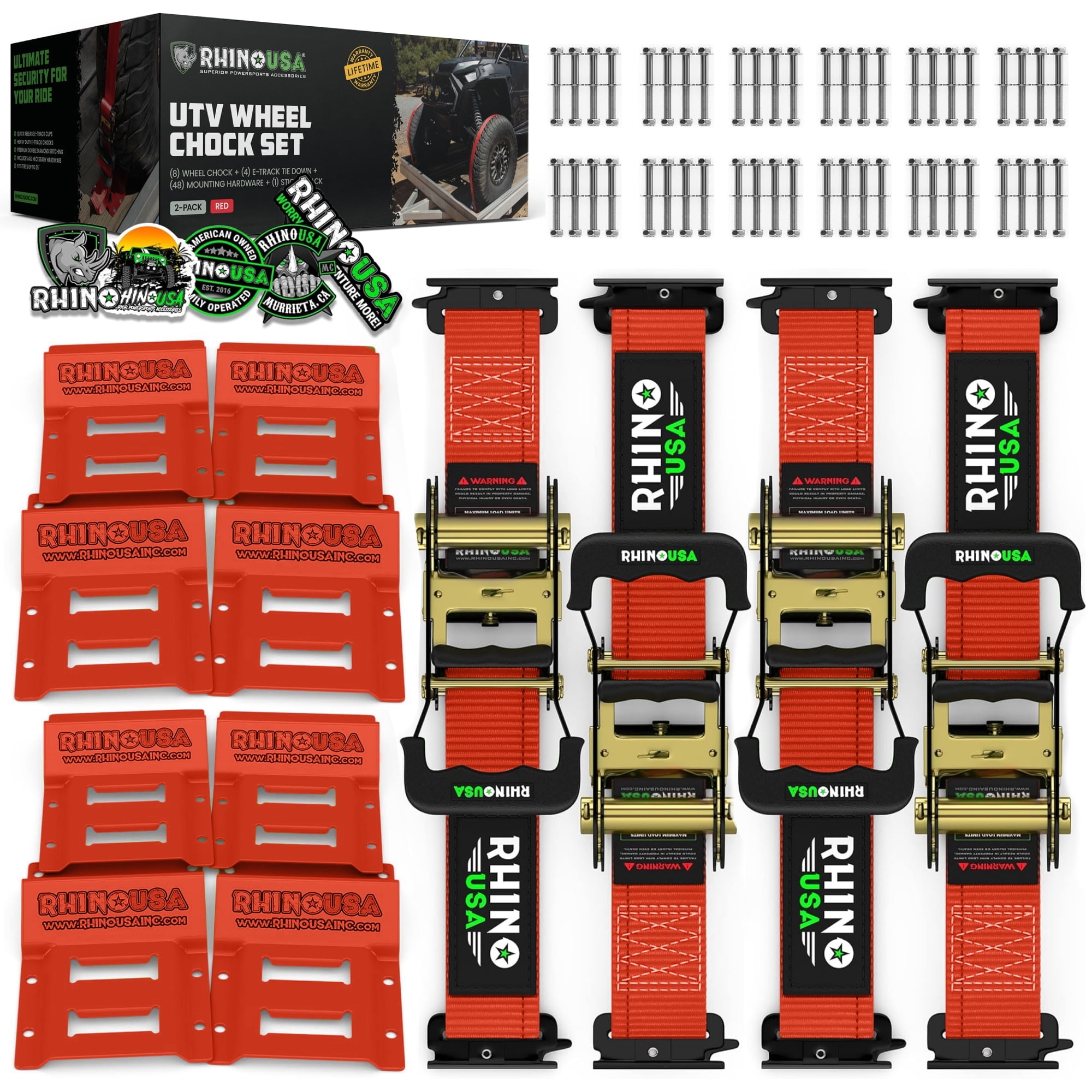 Rhino USA Wheel Chock Tie Down Kit (4,500lb Break Strength) 4 Tire ...
