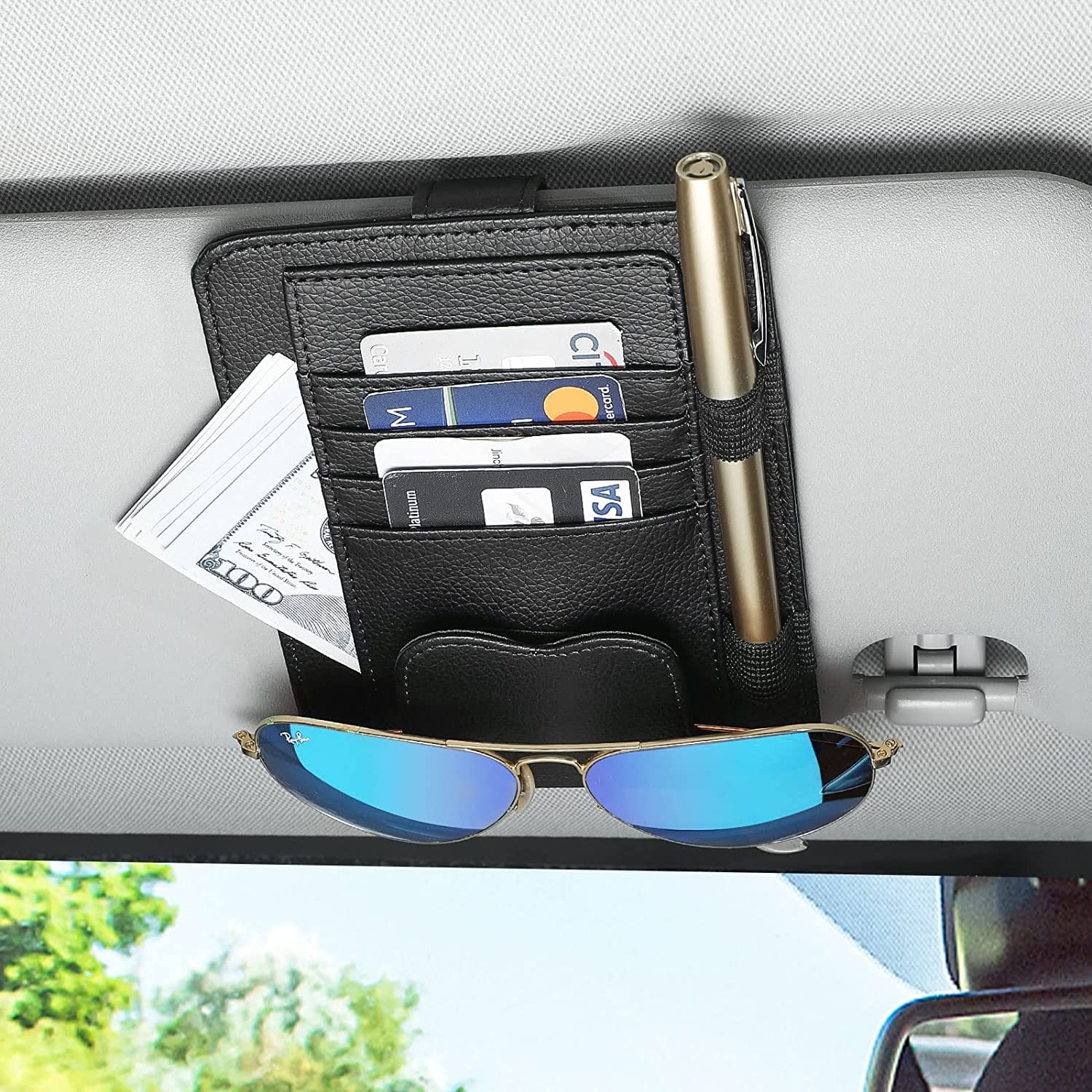 Rhino Valley Car Sun Visor Organizer, Universal Car Eyeglasses Holder ...