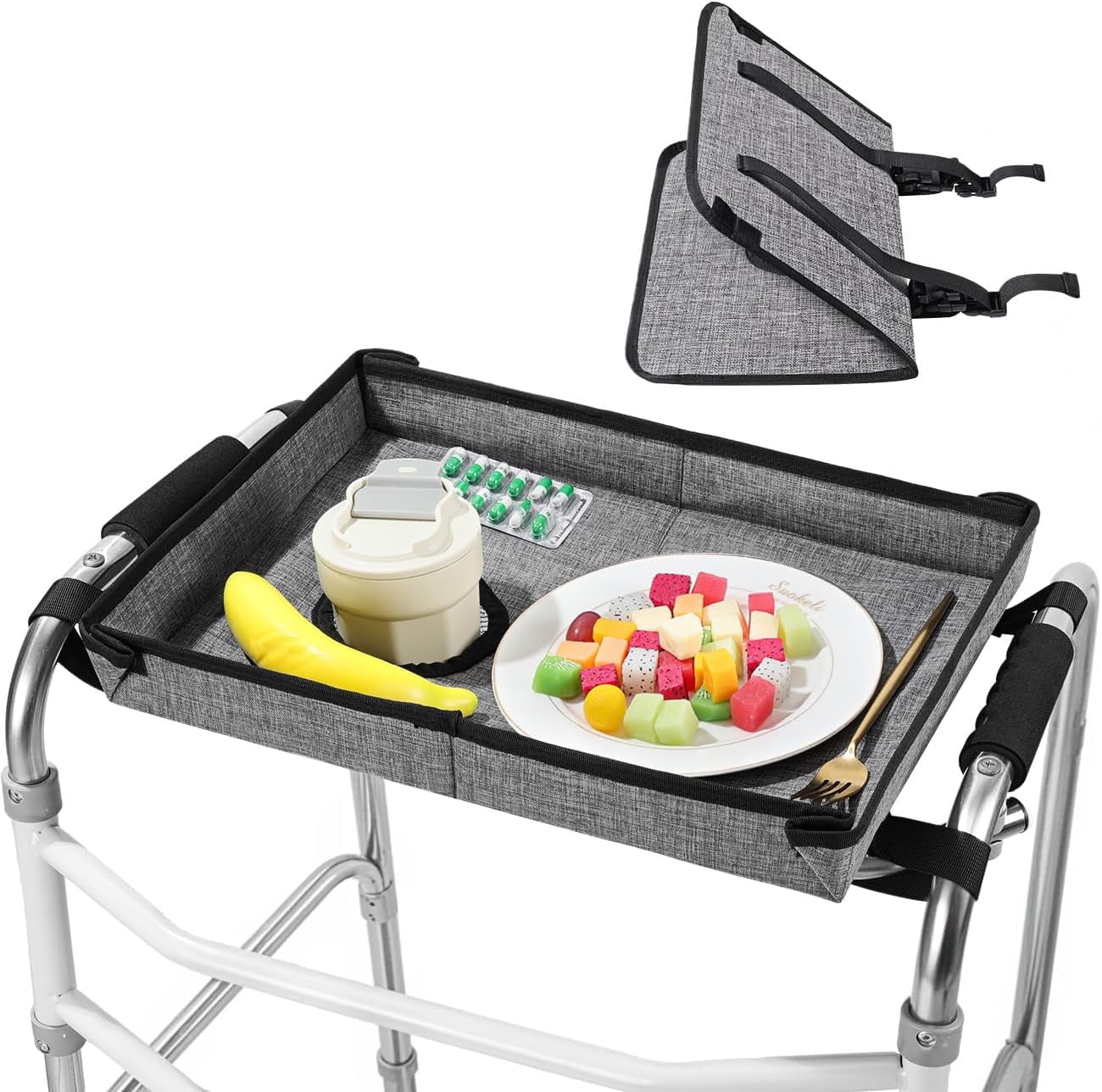 Rhino Valley Foldable Tray for Walker with Cup Holder, Walker Tray for ...