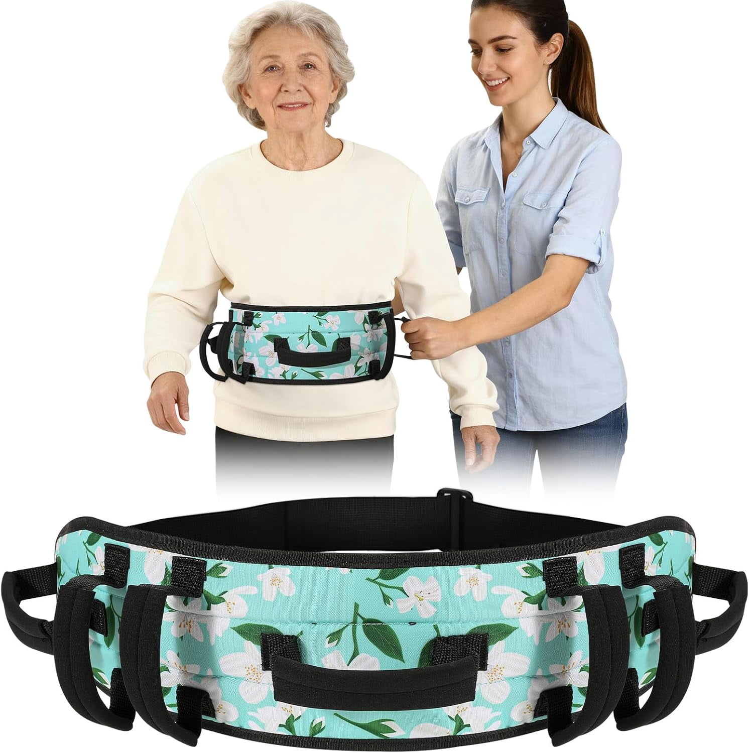 Rhino Valley Gait Belt Transfer Belt for Senior with 7 Handles, 59 ...