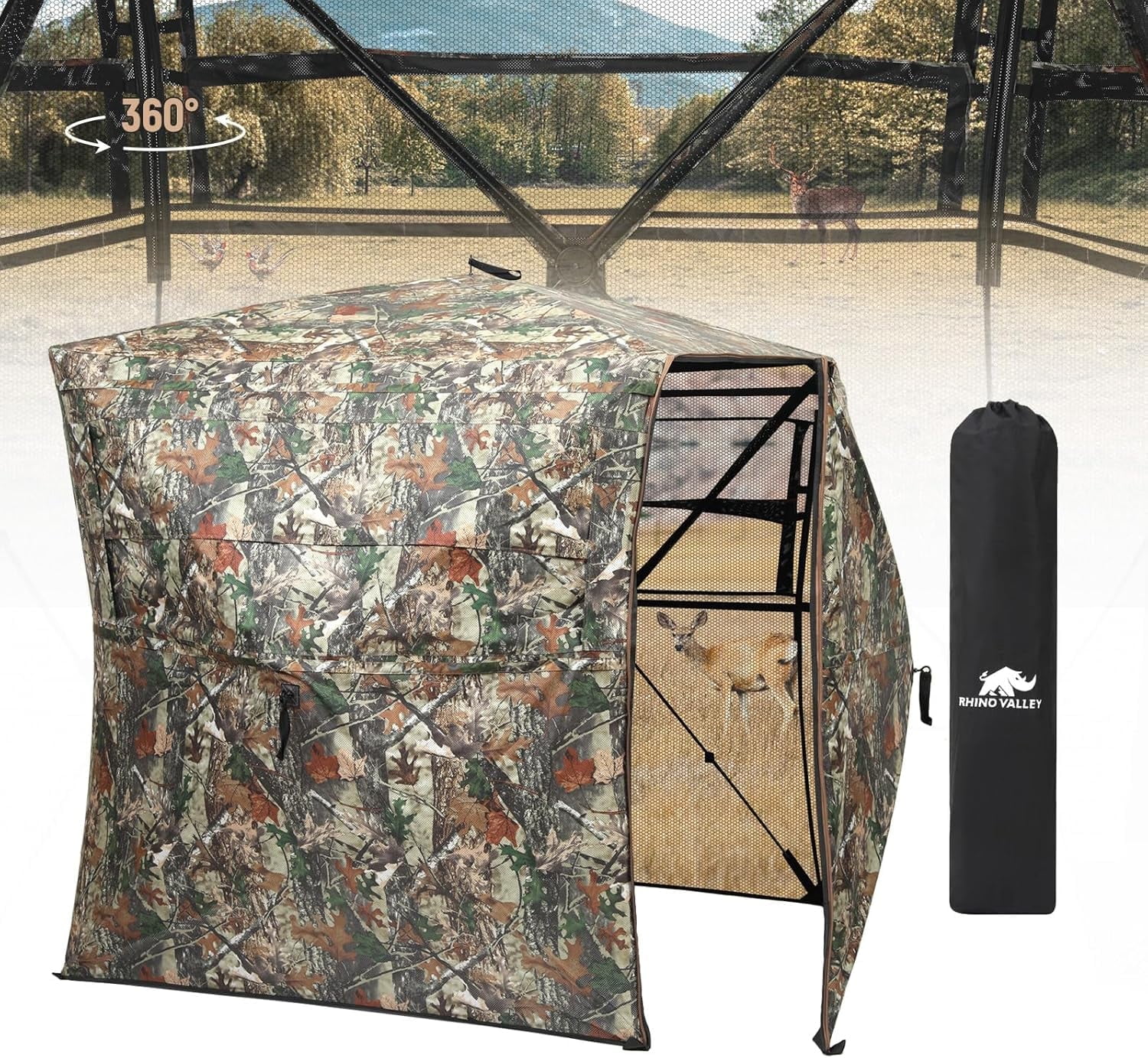 Rhino Valley Hunting Blind 360° See Through, Pop Up Ground Blinds with ...