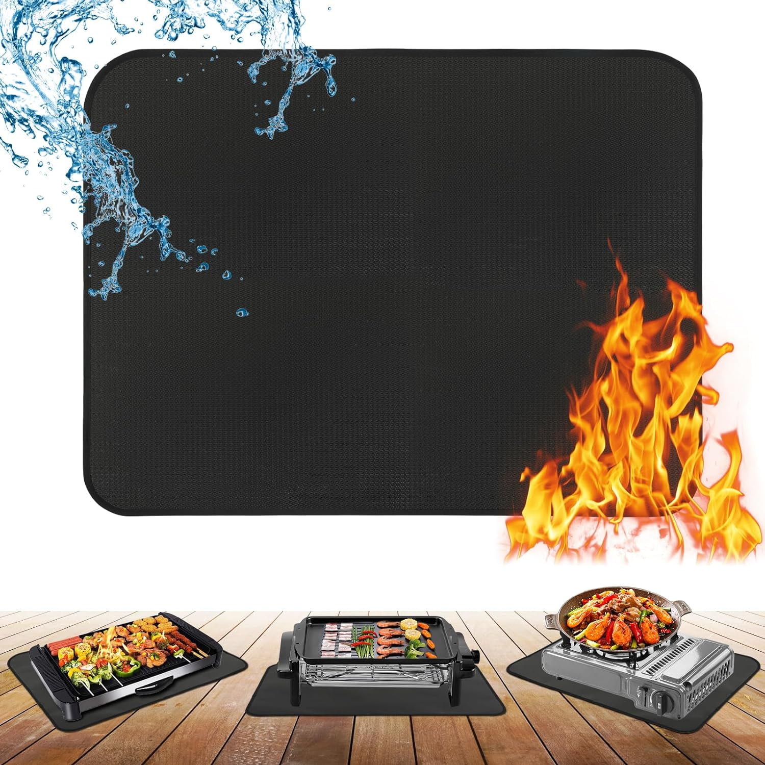 Rhino Valley Under Grill Mat, 24 x 31 inch Grill Mats for Outdoor Grill ...