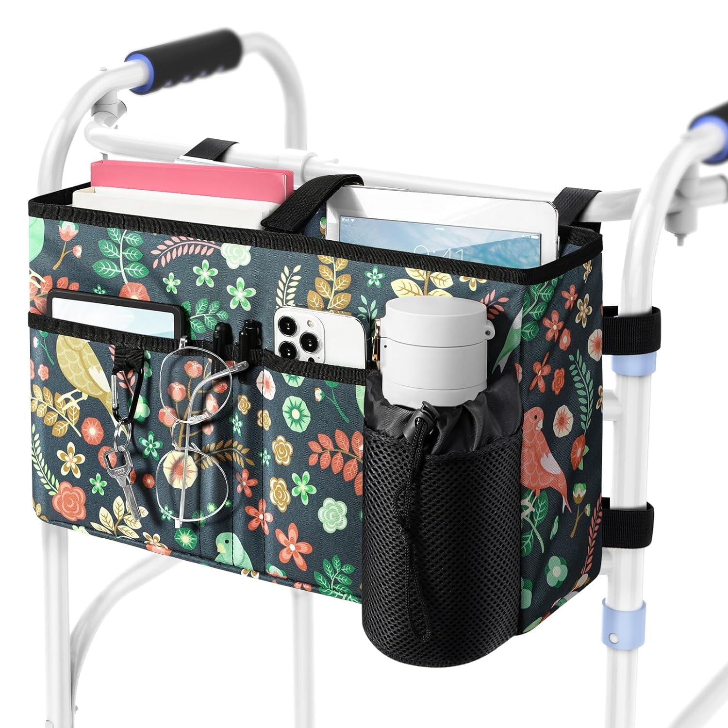 Rhino Valley Walker Bag, Multi Pockets Folding Walker Basket Tote Bag ...