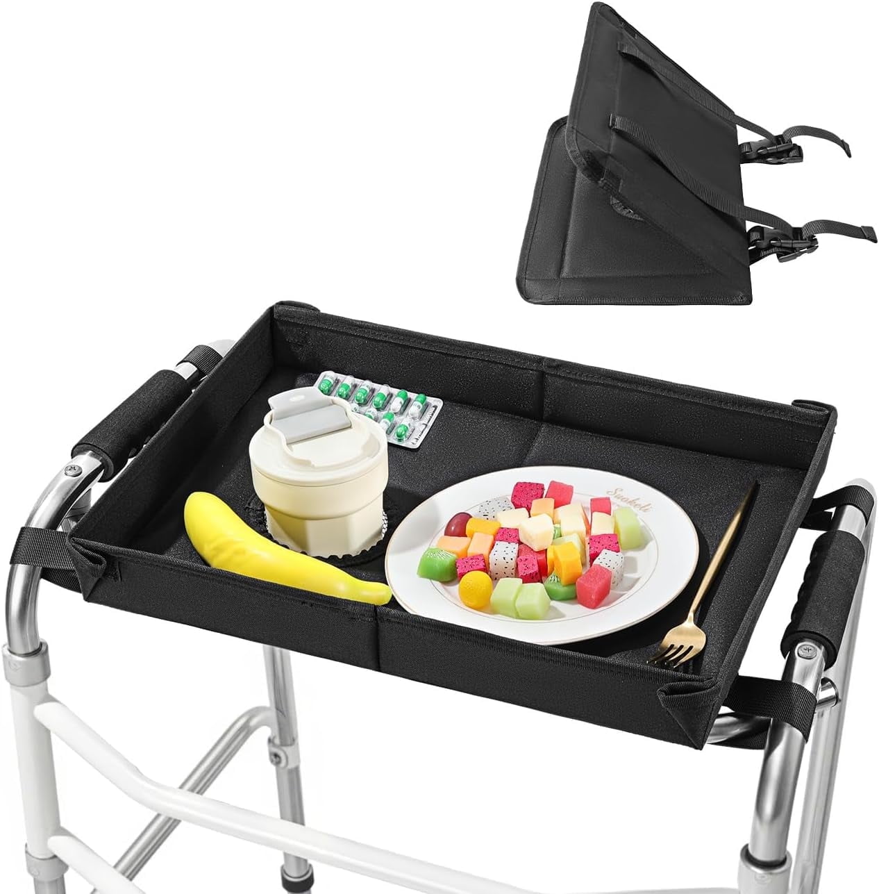Rhino Valley Walker Tray for Folding Walker, Foldable Tray for Walker ...