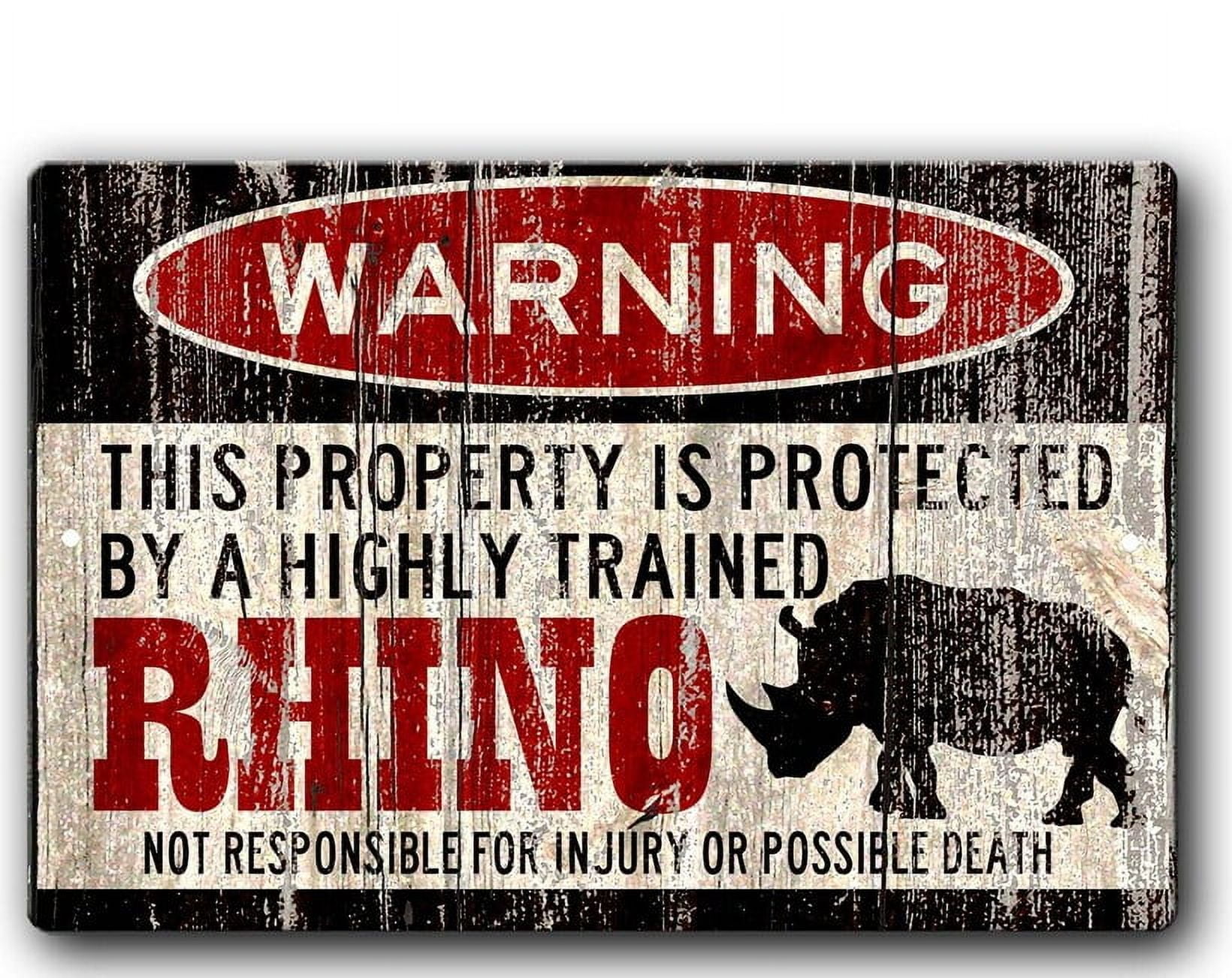 Rhino Warning Sign Funny Rhino Lover Gift Rhino Metal Sign Rhino Garage ...