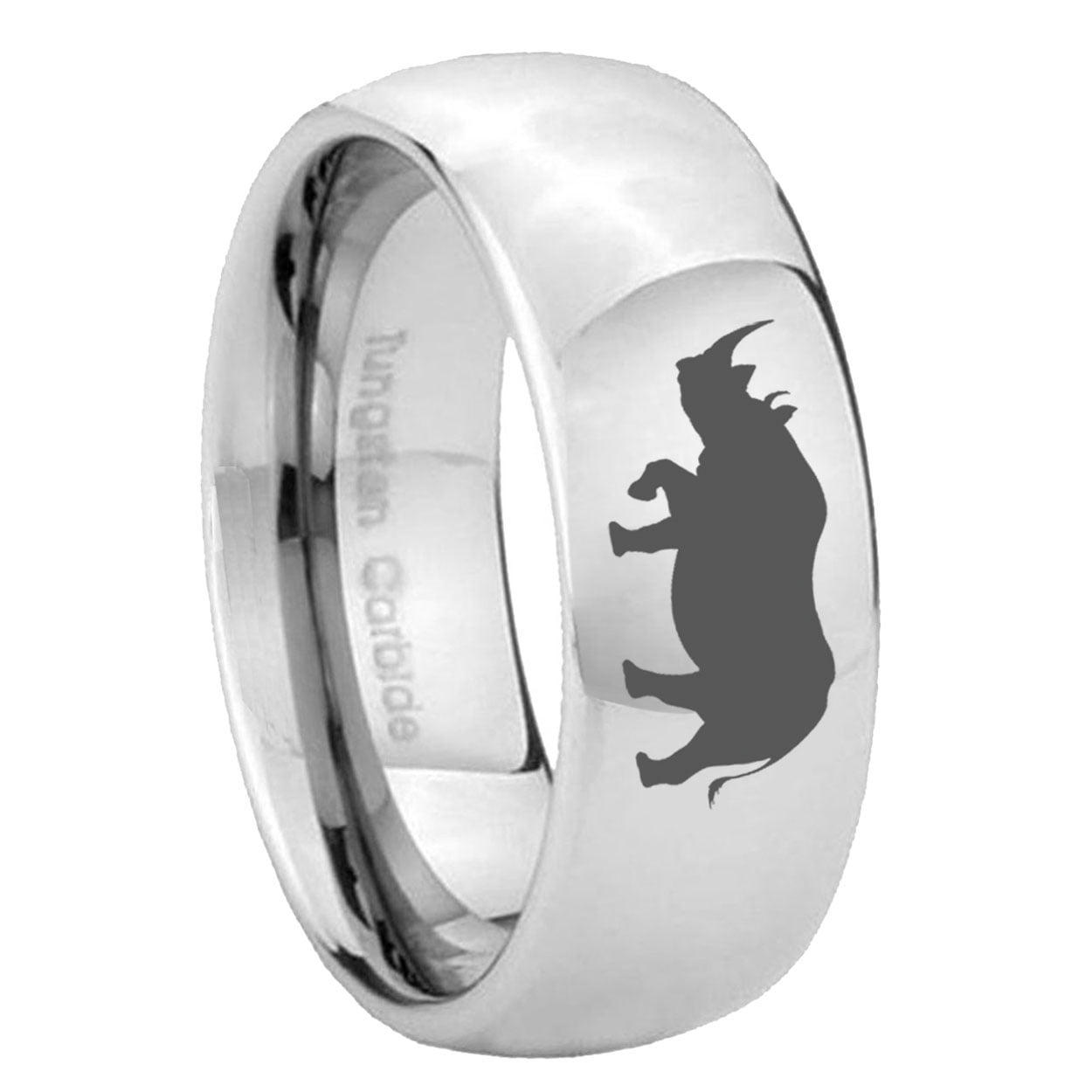 Rhinoceros 8MM Gray High Polish Dome Tungsten Men Ring - Walmart.com