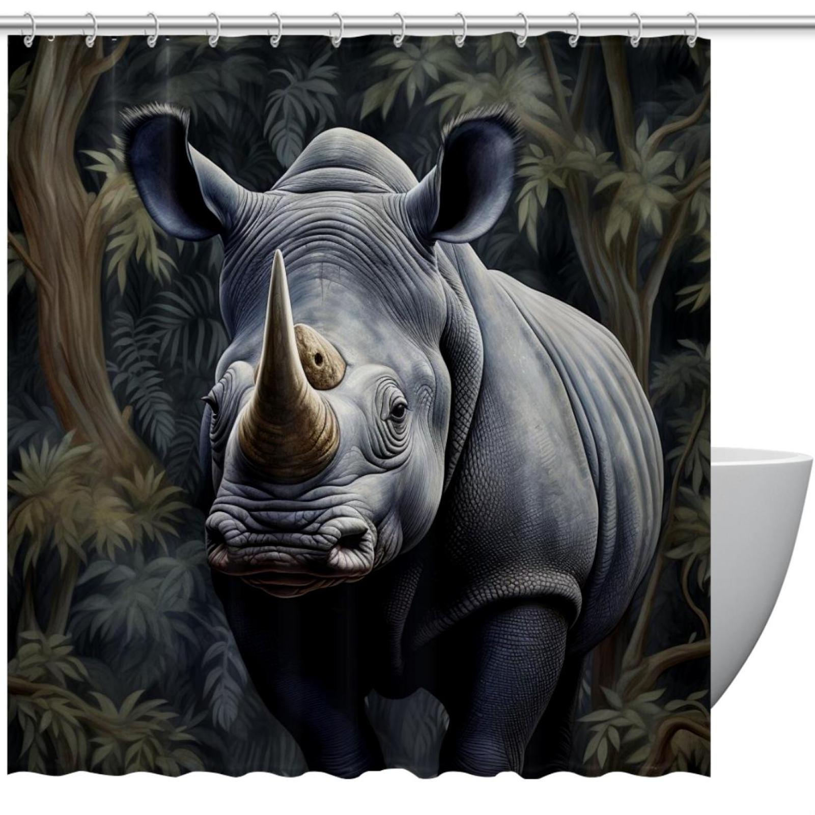 Rhinoceros Animals Pattern Waterproof Shower Curtain Textured Prints ...