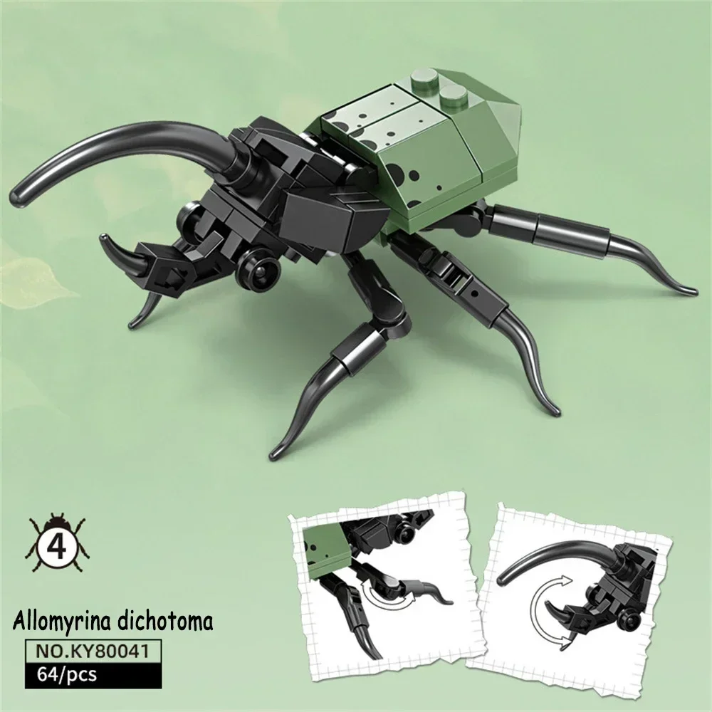 Rhinoceros Beetle Colorful Insect 3D Model Building Blocks Toy Easy ...