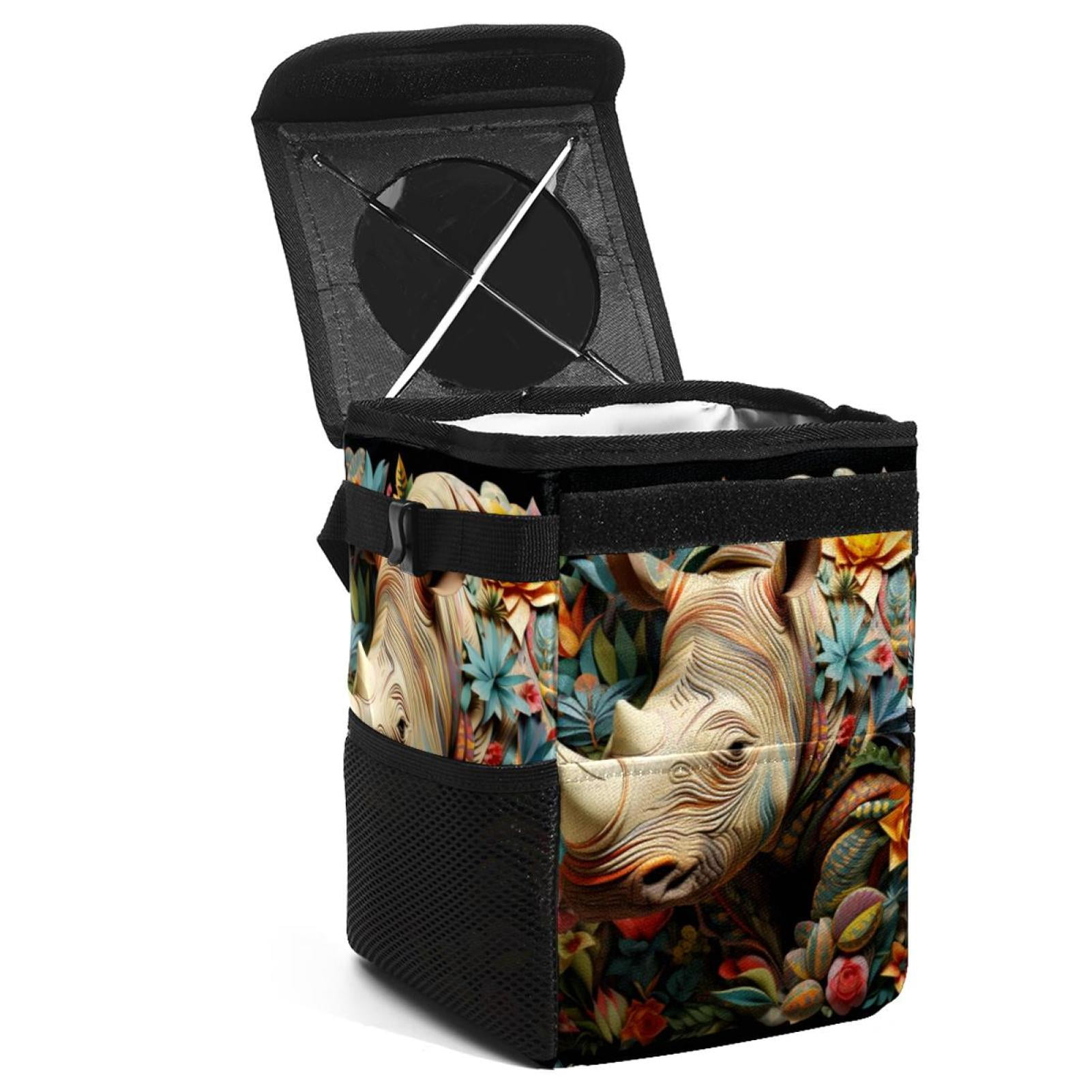 Rhinoceros Car Trash Bin - Foldable with Lid, Leak-Proof, Hanging ...