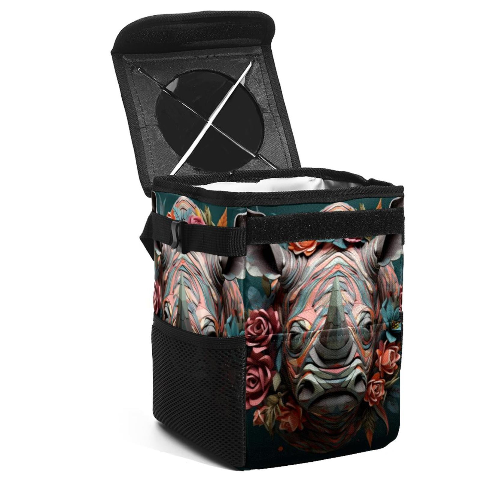 Rhinoceros Car Trash Bin - Foldable with Lid, Leak-Proof, Hanging ...
