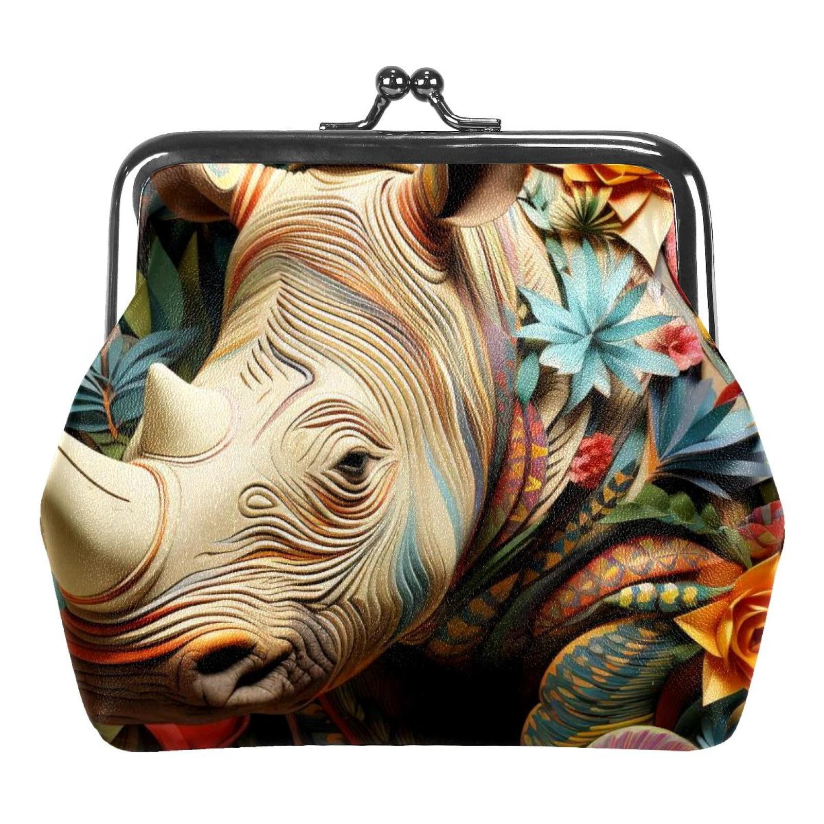 Rhinoceros Coin Purse Kiss Lock Change Purse Vintage Trinkets Pouch ...