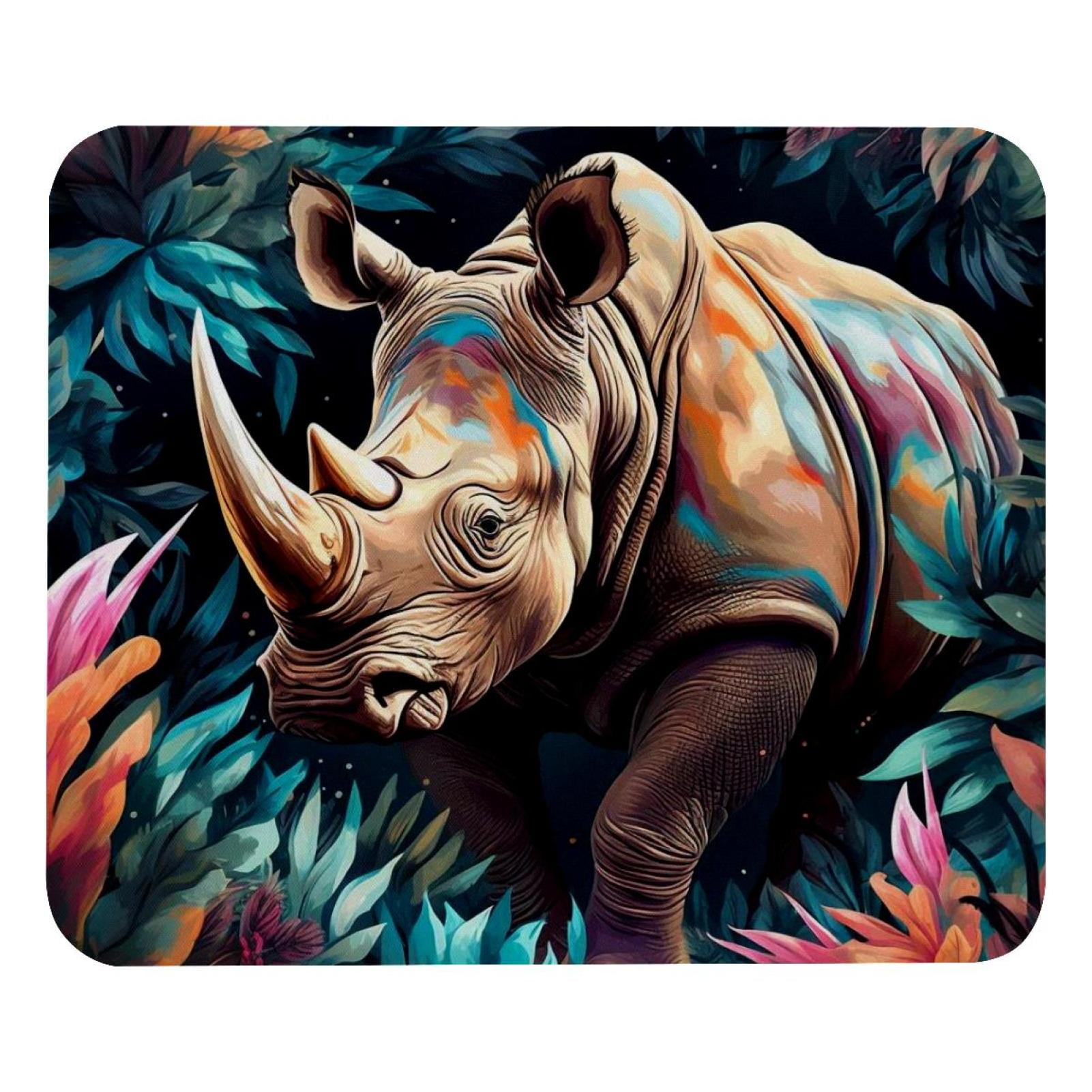 Rhinoceros Computer Mouse Pad,Rubber Mouse Mat for Gaming, Office ...