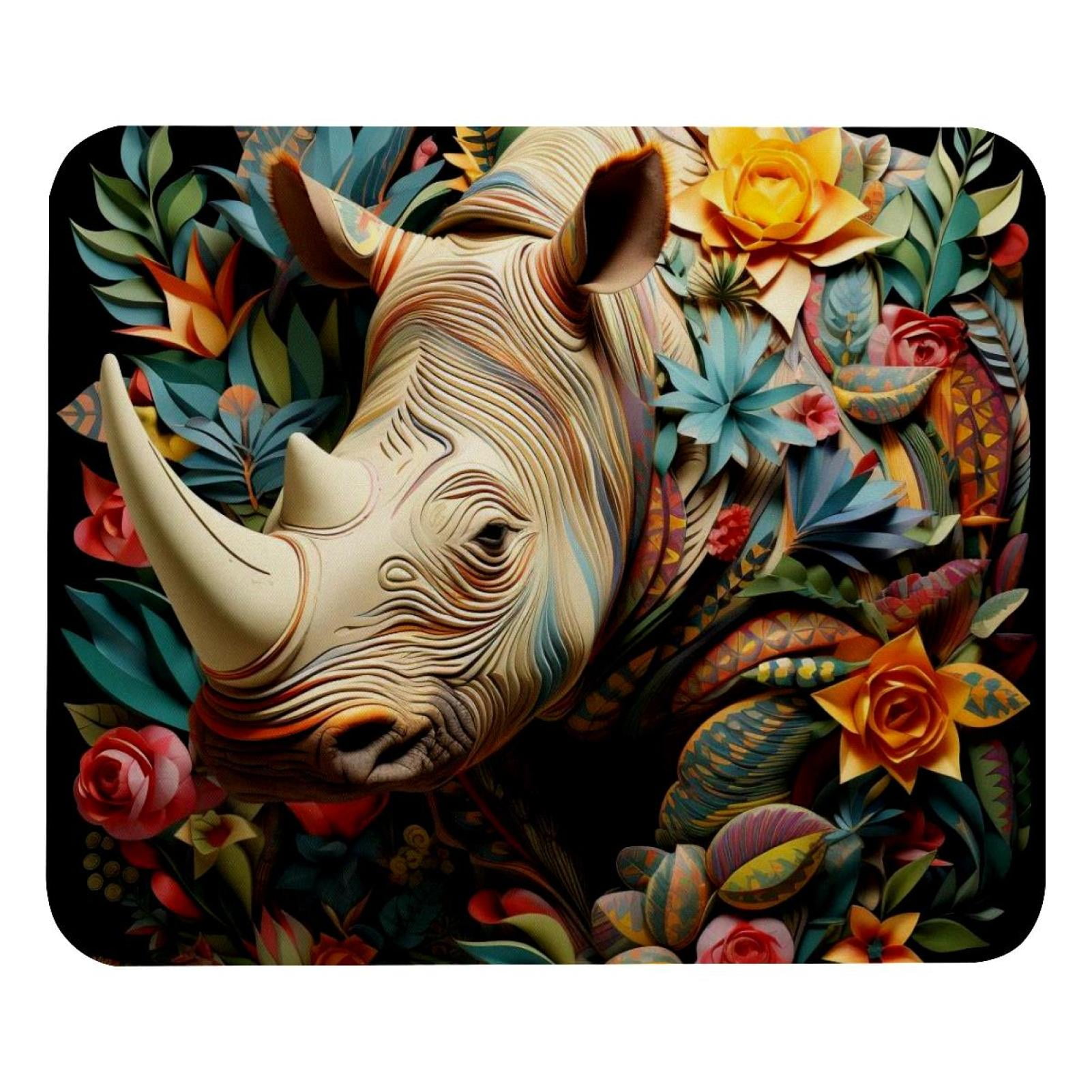 Rhinoceros Computer Mouse Pad,Rubber Mouse Mat for Gaming, Office ...