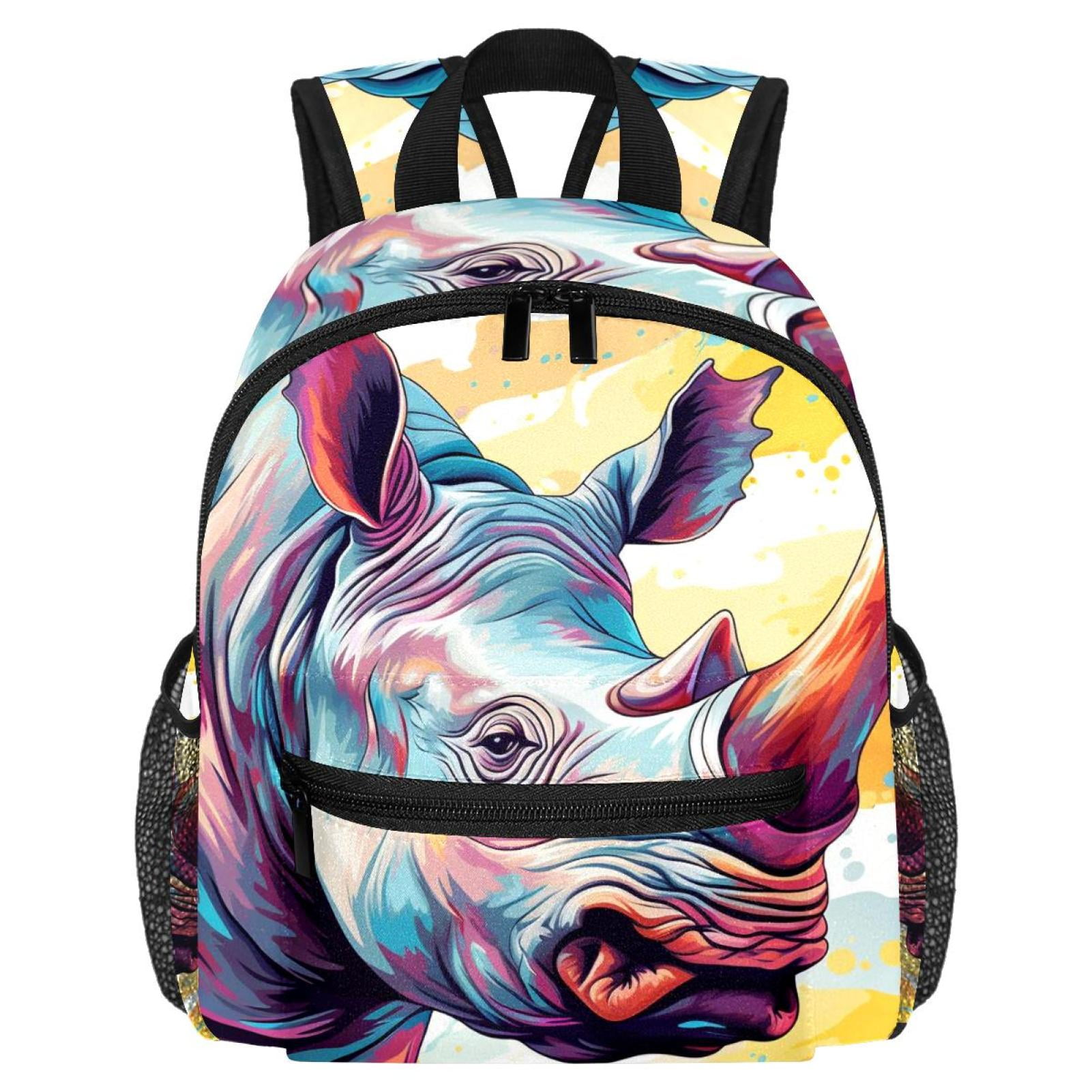 Rhinoceros Cute Book Bag with Adjustable Shoulder Strap, Large Capacity ...