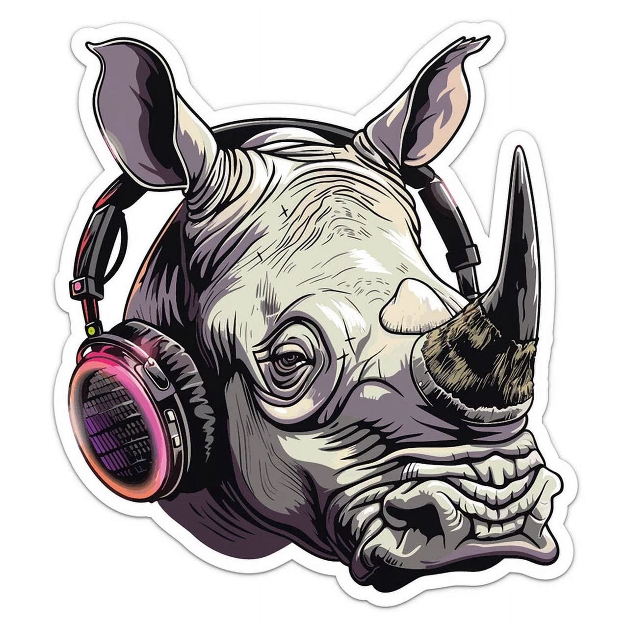 Rhinoceros Dj Sticker Phone Decal Water Bottle Stickers Car Decals ...
