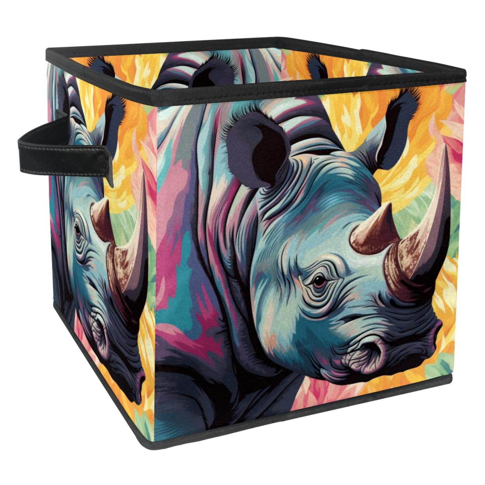 Rhinoceros Foldable Storage Box with Handle, 10.8"x10.5"x10.6", Large ...