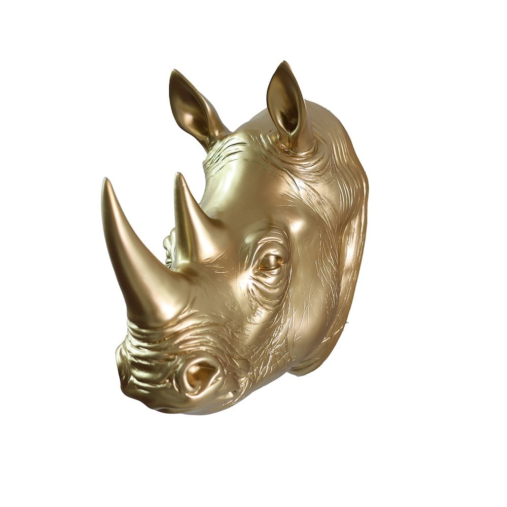 Hi-Line Gift Ltd. Rhinoceros Head Wall Mount Art Gold Color - Walmart.com