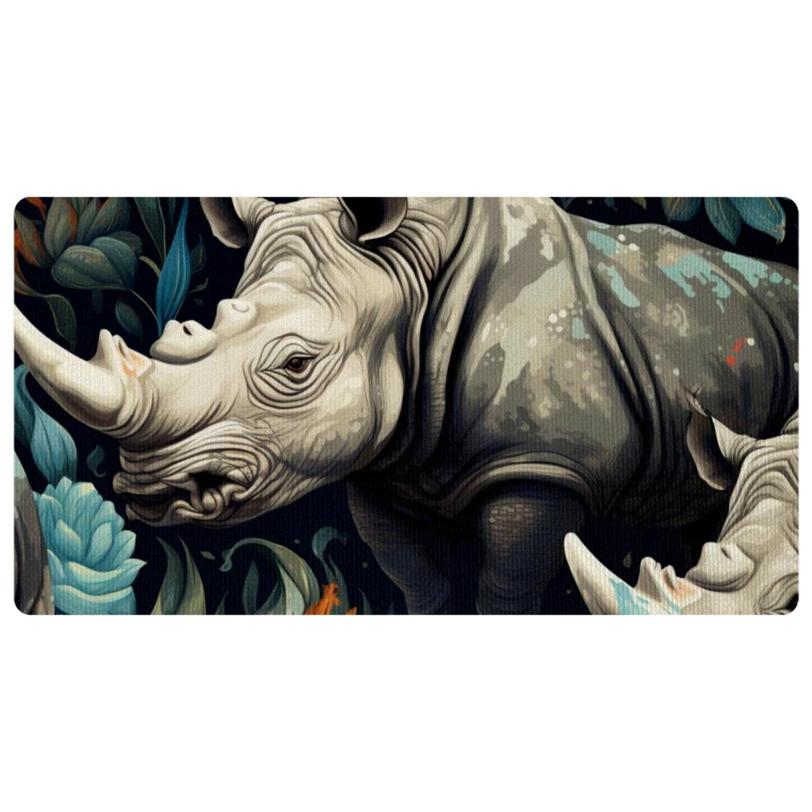 Rhinoceros Kitchen Rug, Washable Kitchen Rugs , Runner Mat for Floor ...
