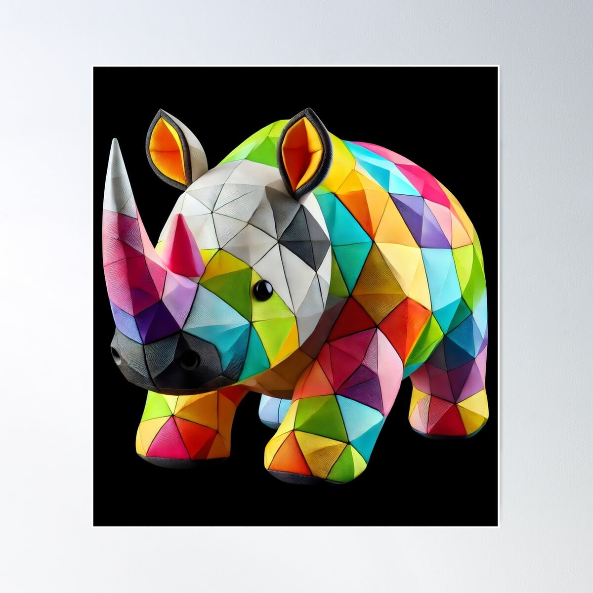 Rhinoceros Rhino Polygons Patchwork Poster Wall Art, Modern Wall Decor ...