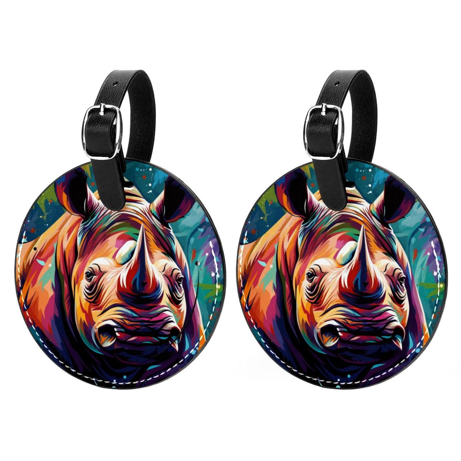 Rhinoceros Set of 2pcs PU Leather Round Suitcase Tags with Privacy ...