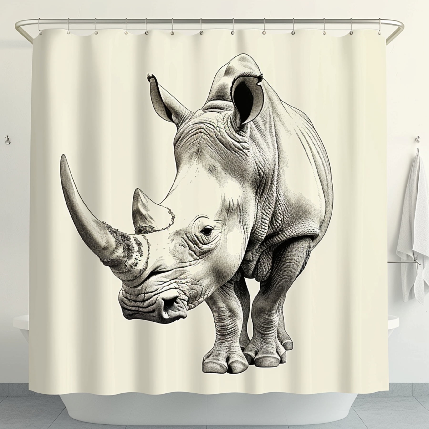 Rhinoceros Silhouette on Cream Background Vector Art Double Exposure ...