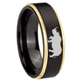Rhinoceros Step Edge Black And Gold Tungsten Promised Ring 10MM ...