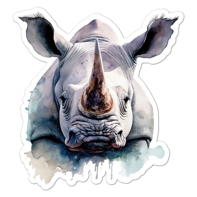 Rhinocerous Rhino Sticker Indoor Outdoor Phone Decal Water Bottle ...
