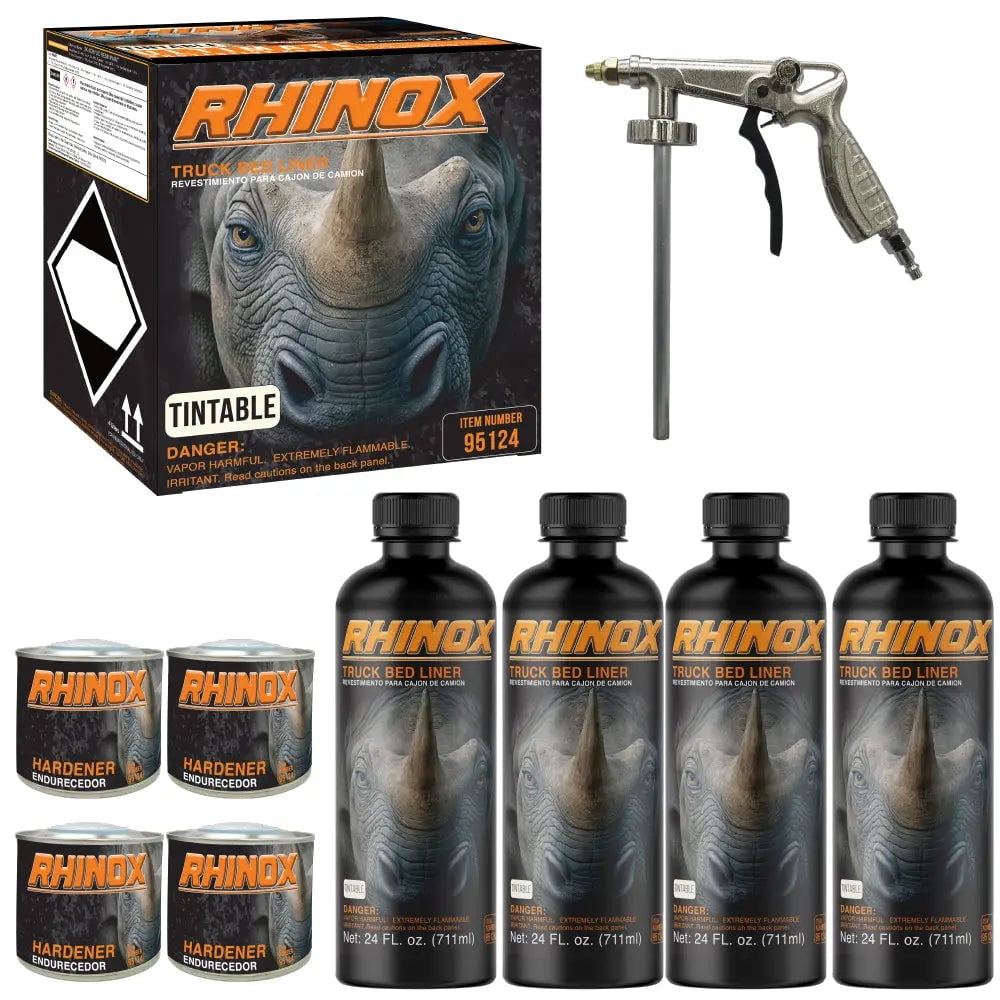 Rhinox Tintable 1 Gallon Urethane Spray-On Truck Bed Liner Kit - 4 Bed ...
