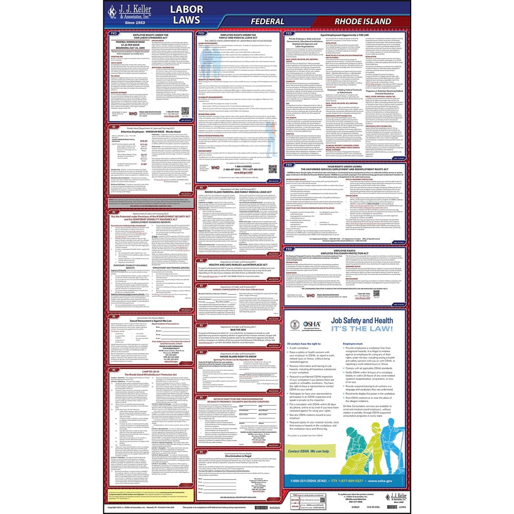 Rhode Island Labor Law Poster, All-in-One Compliant RI State & Federal ...