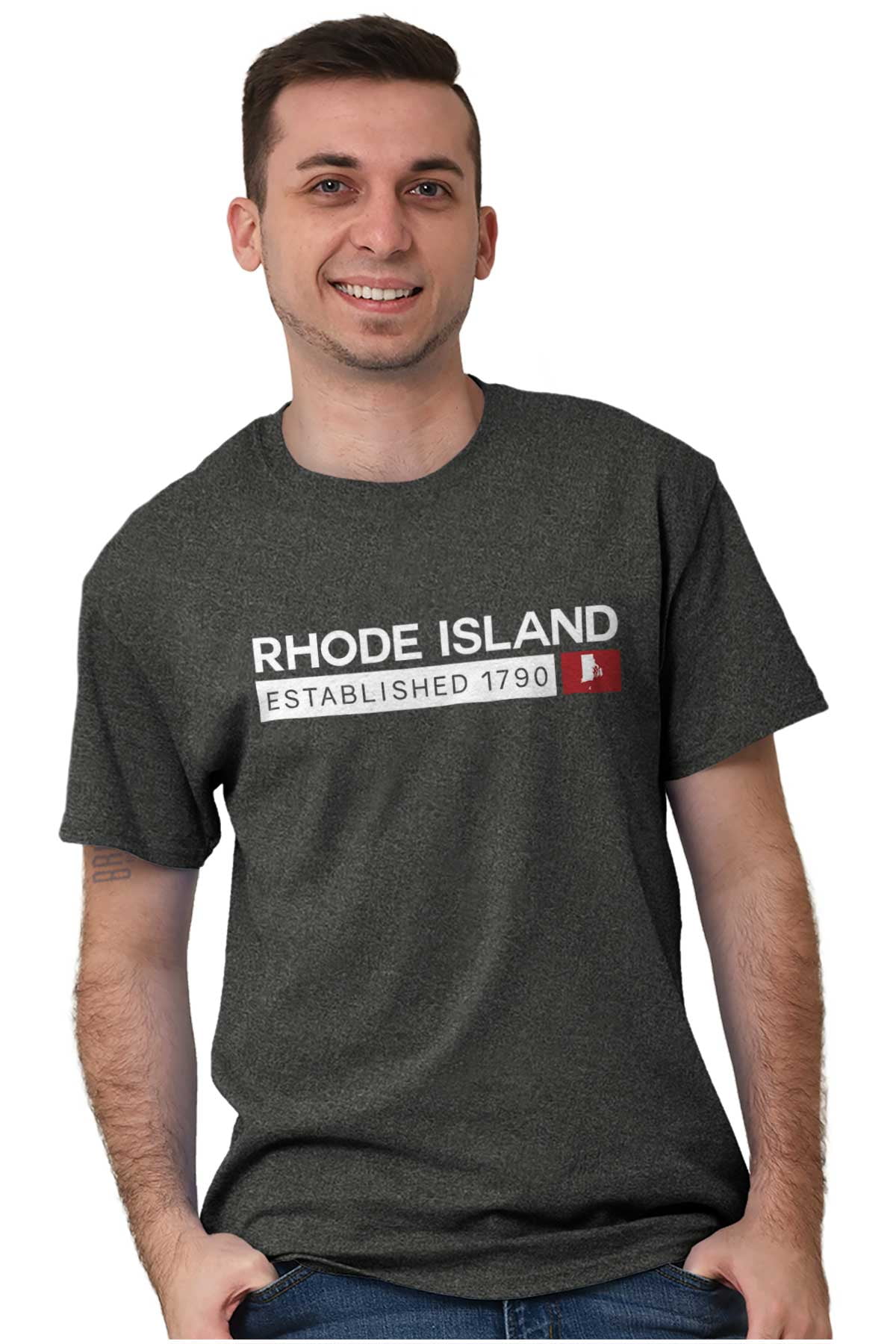 Rhode Island Map Shape Established Unisex Plus Size Graphic Tee Brisco ...