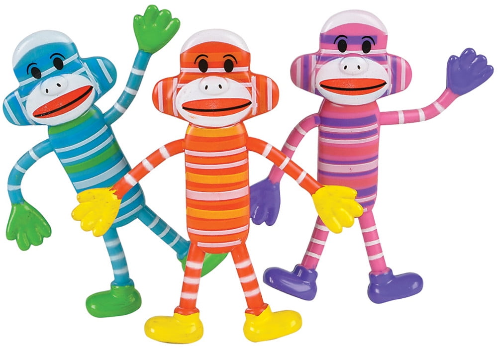 Rhode Island Novelty 12 Bendable Classic Sock Monkeys, Rubber Stretchy ...