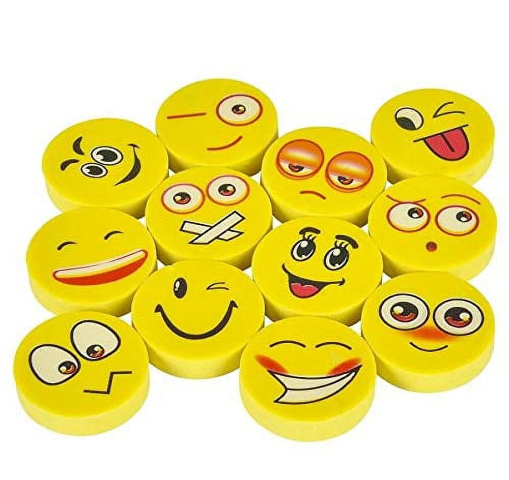 Rhode Island Novelty Round Emoticon Face Erasers Lot of 72 Assorted ...